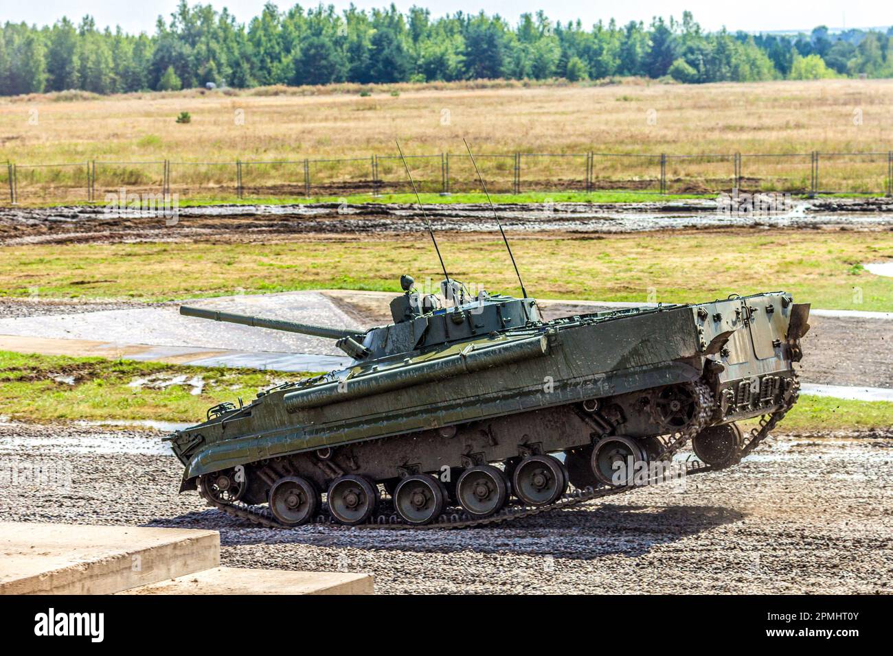 Armored tracked infantry fighting vehicle BMP-3 of the Russian Army at demonstration ...