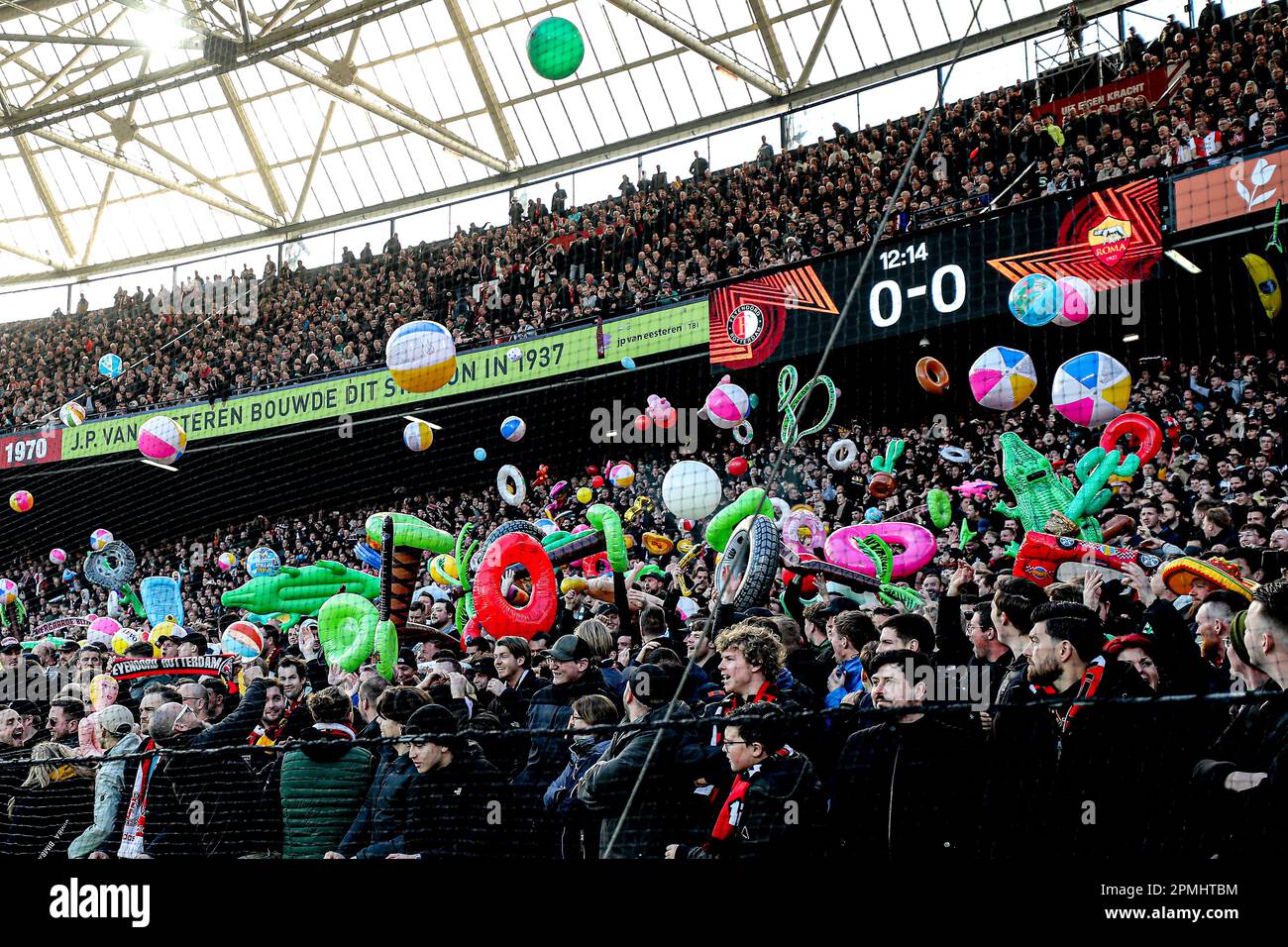 ROTTERDAM - Feyenoord fans with inflatables during the UEFA Europa ...