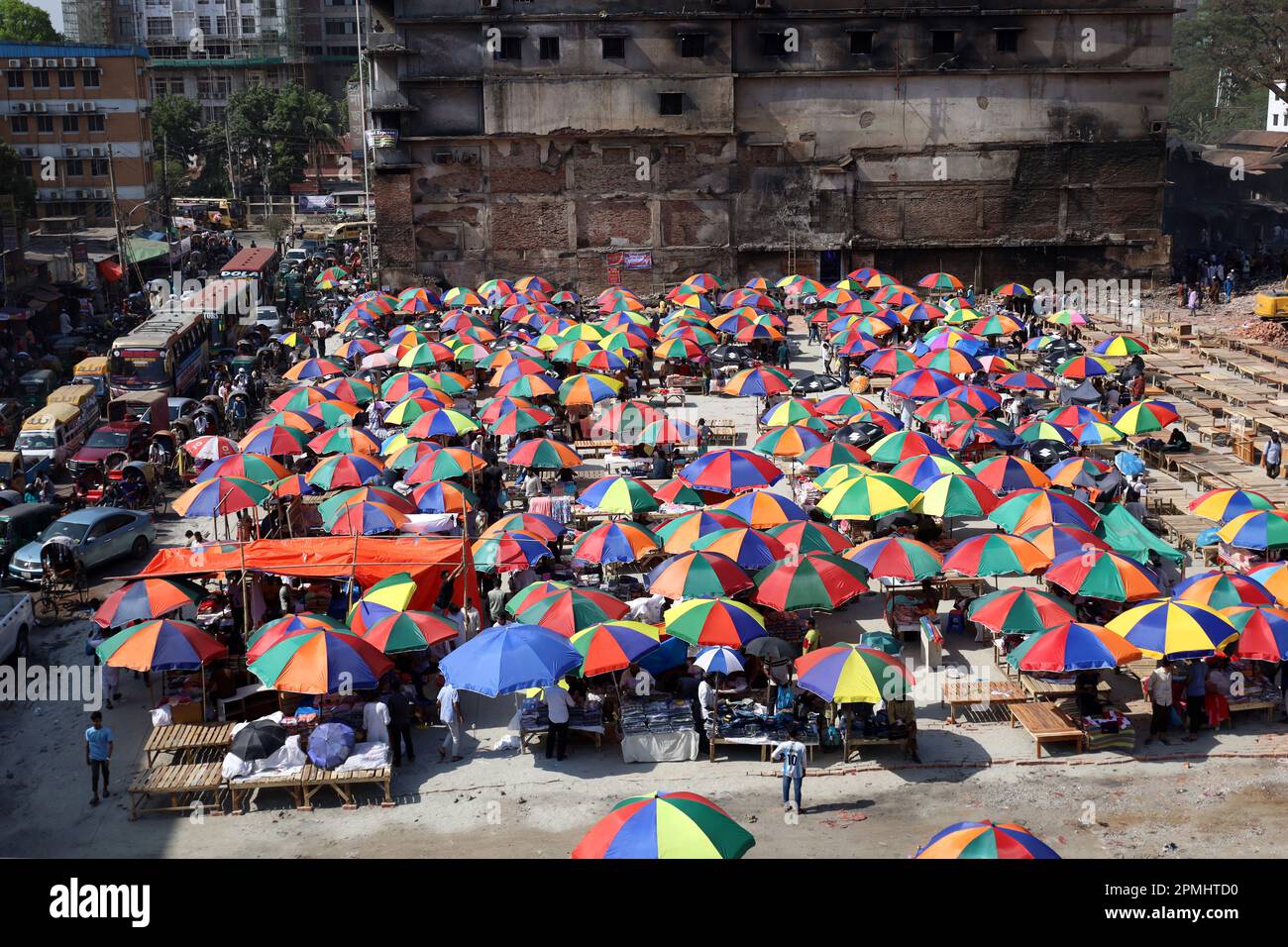 Dhaka, Dhaka, Bangladesh. 13th Apr, 2023. After the terrible fire in Dhaka's Bangabazar, traders ...