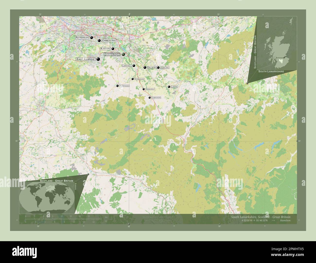 South Lanarkshire, region of Scotland - Great Britain. Open Street Map ...