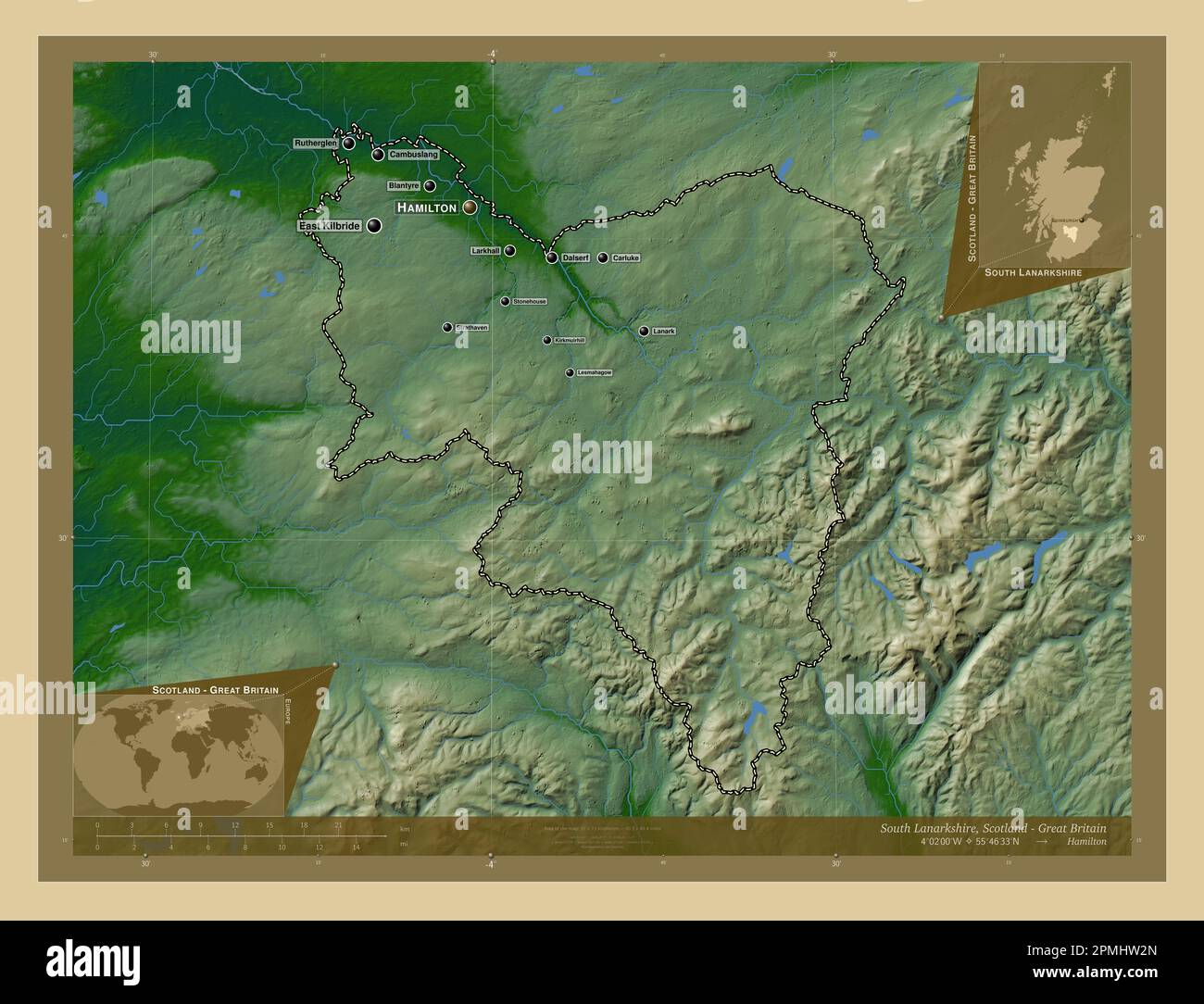 South Lanarkshire, region of Scotland - Great Britain. Colored ...