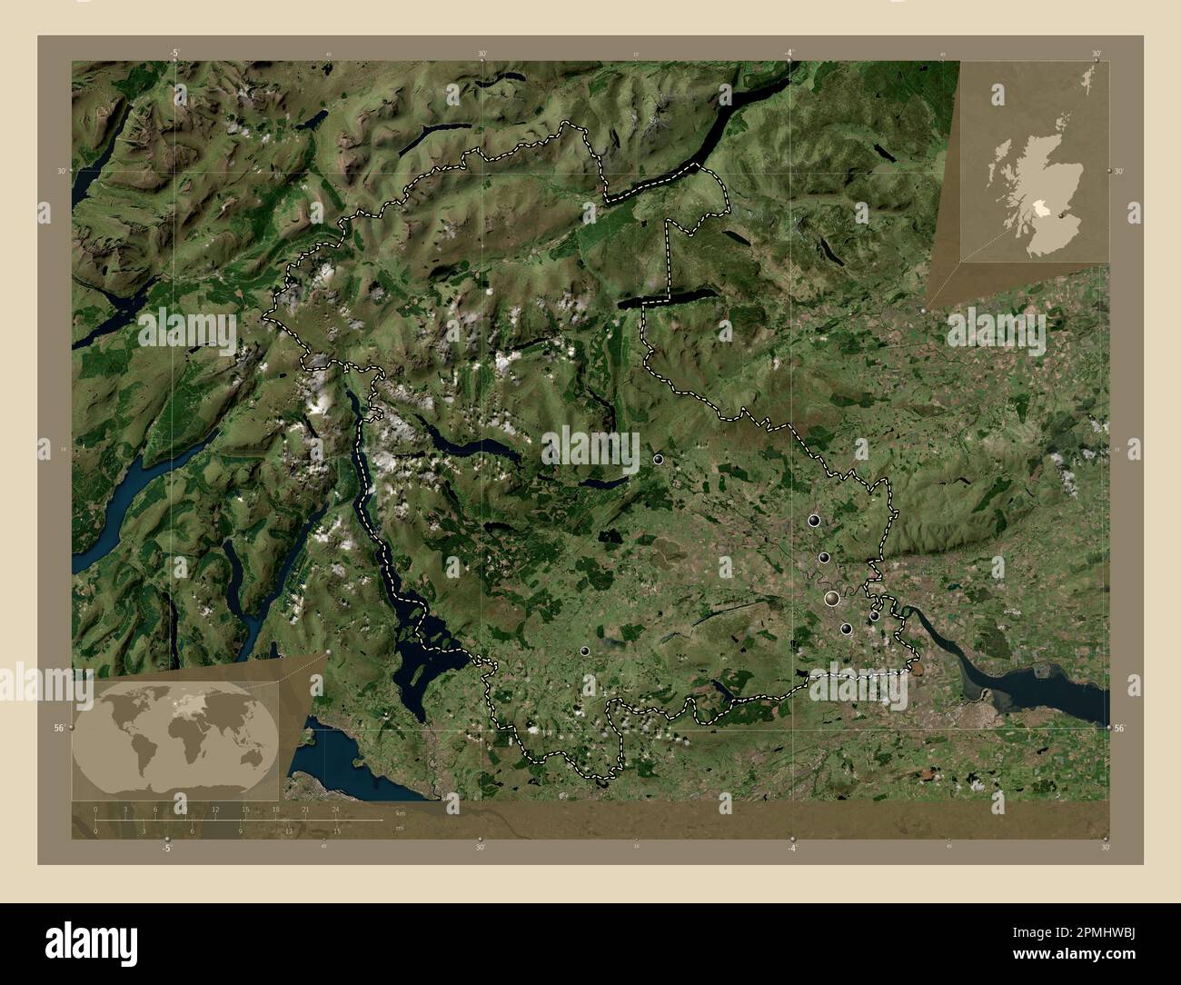 Stirling, region of Scotland - Great Britain. High resolution satellite ...