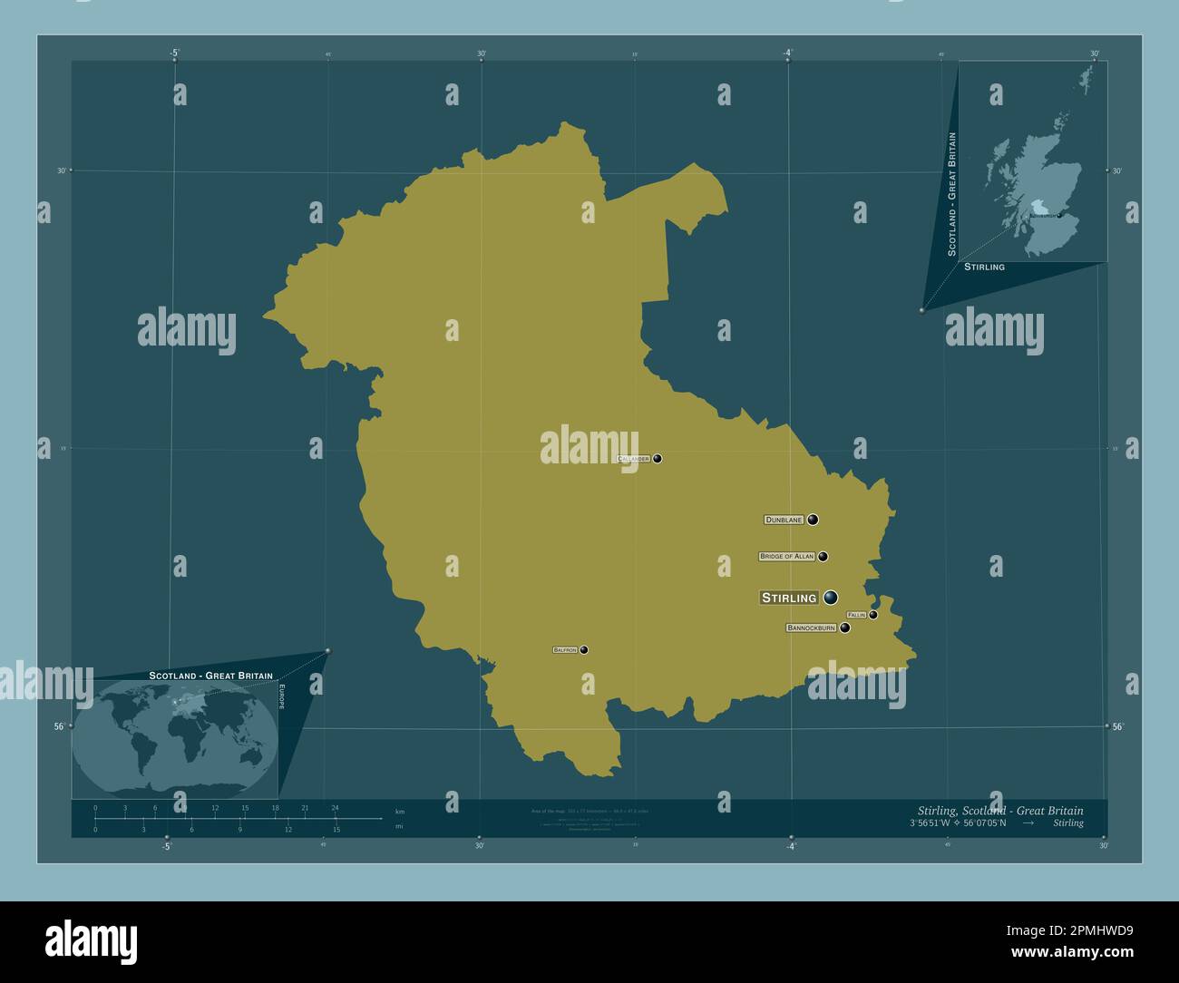 Stirling, region of Scotland - Great Britain. Solid color shape ...
