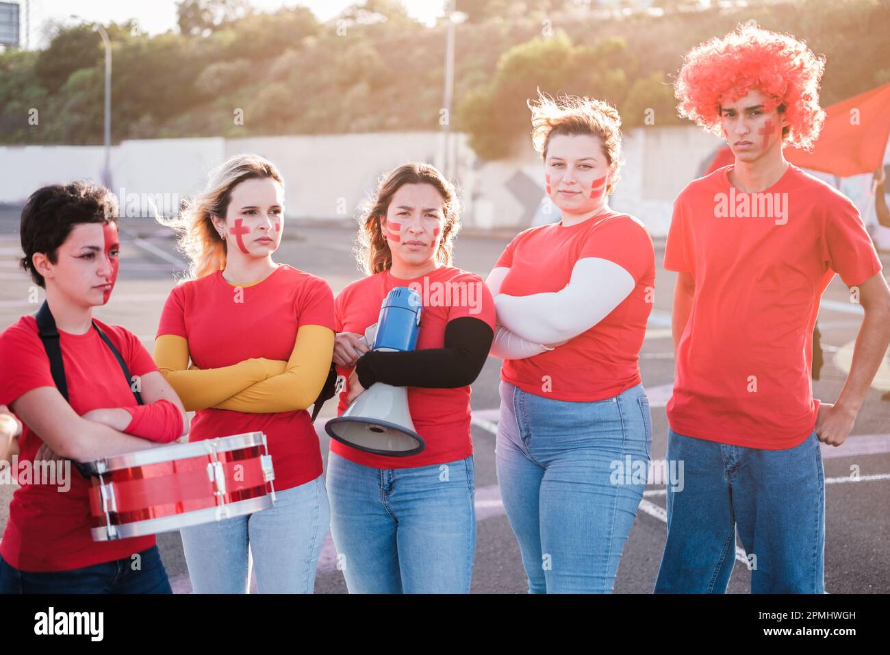 Set of fans with sad faces for the defeat of their team in the ...