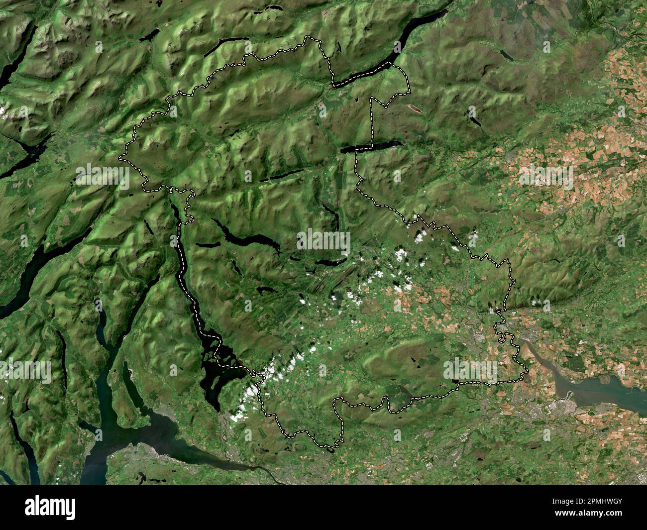 Stirling, region of Scotland - Great Britain. Low resolution satellite ...