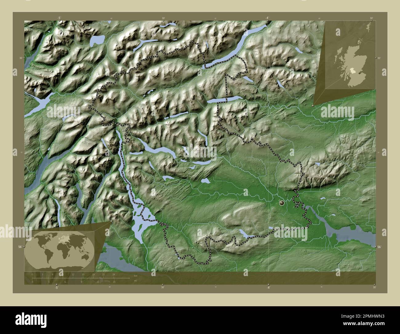 Stirling, region of Scotland - Great Britain. Elevation map colored in ...