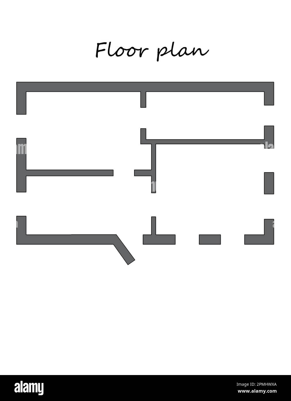 2d floor plan Black white floor plan Floorplan Floor plan sketch stock ...