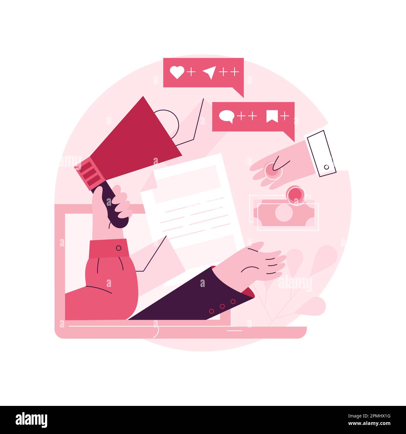 Paid media abstract concept vector illustration. Paid social media post ...