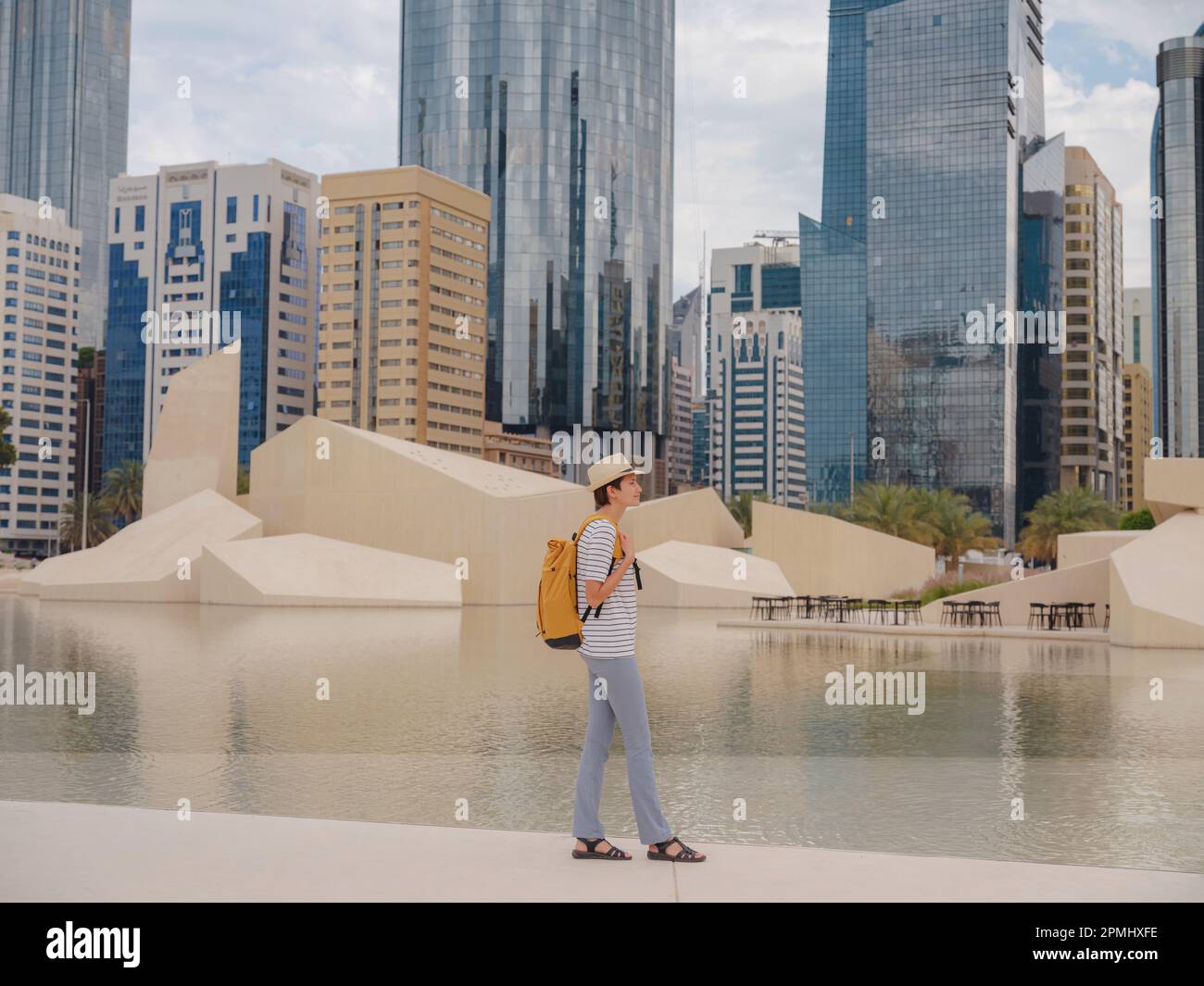 travel to the United Arab Emirates, Happy young asian female traveler ...