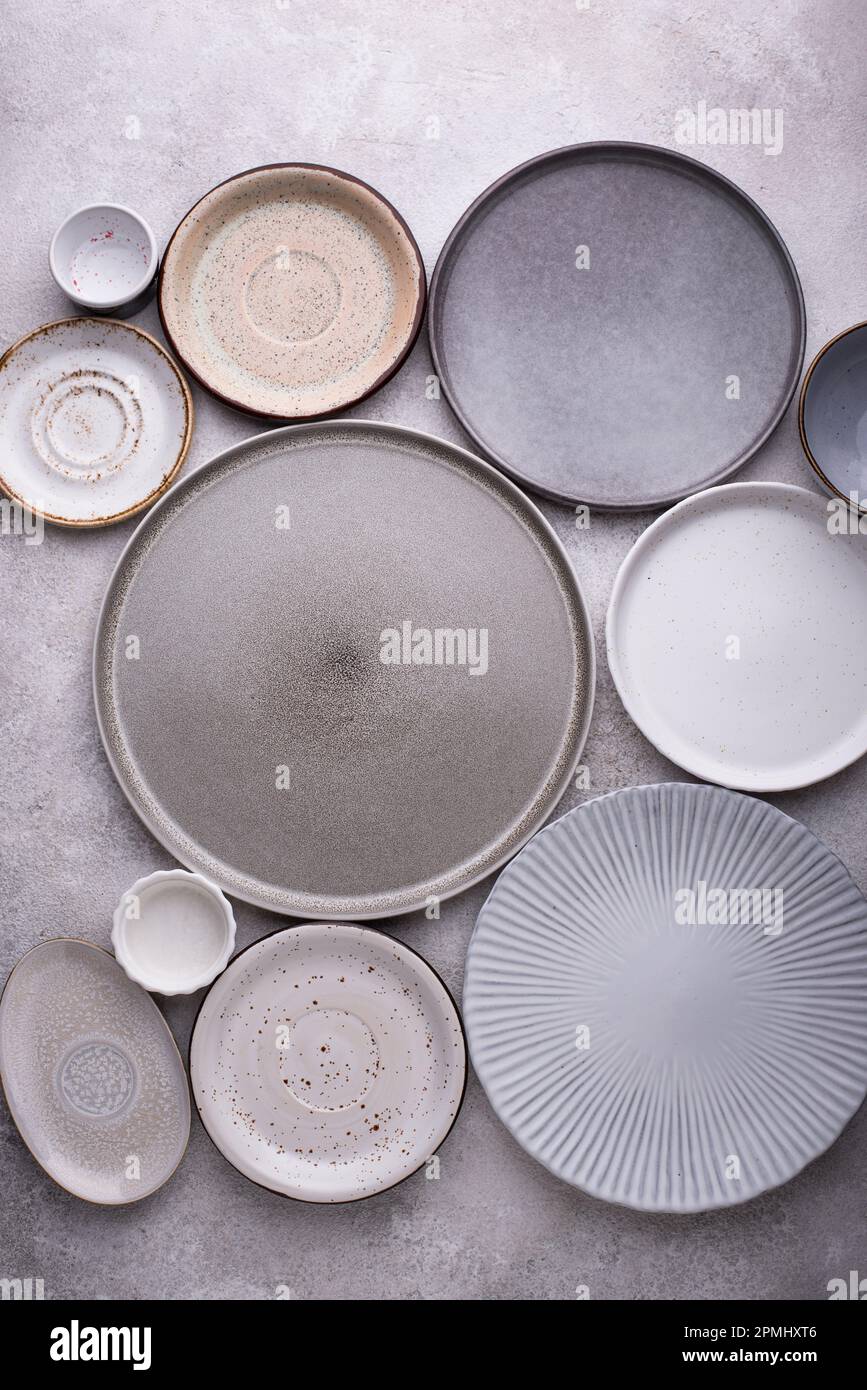 Craft ceramic plates, bowls and cups Stock Photo - Alamy