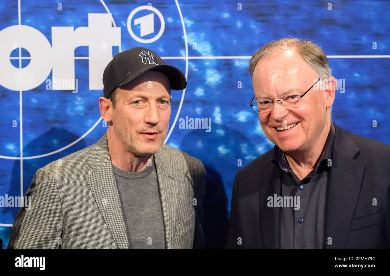 Hanover, Germany. 13th Apr, 2023. Actor Wotan Wilke Möhring (l) and ...