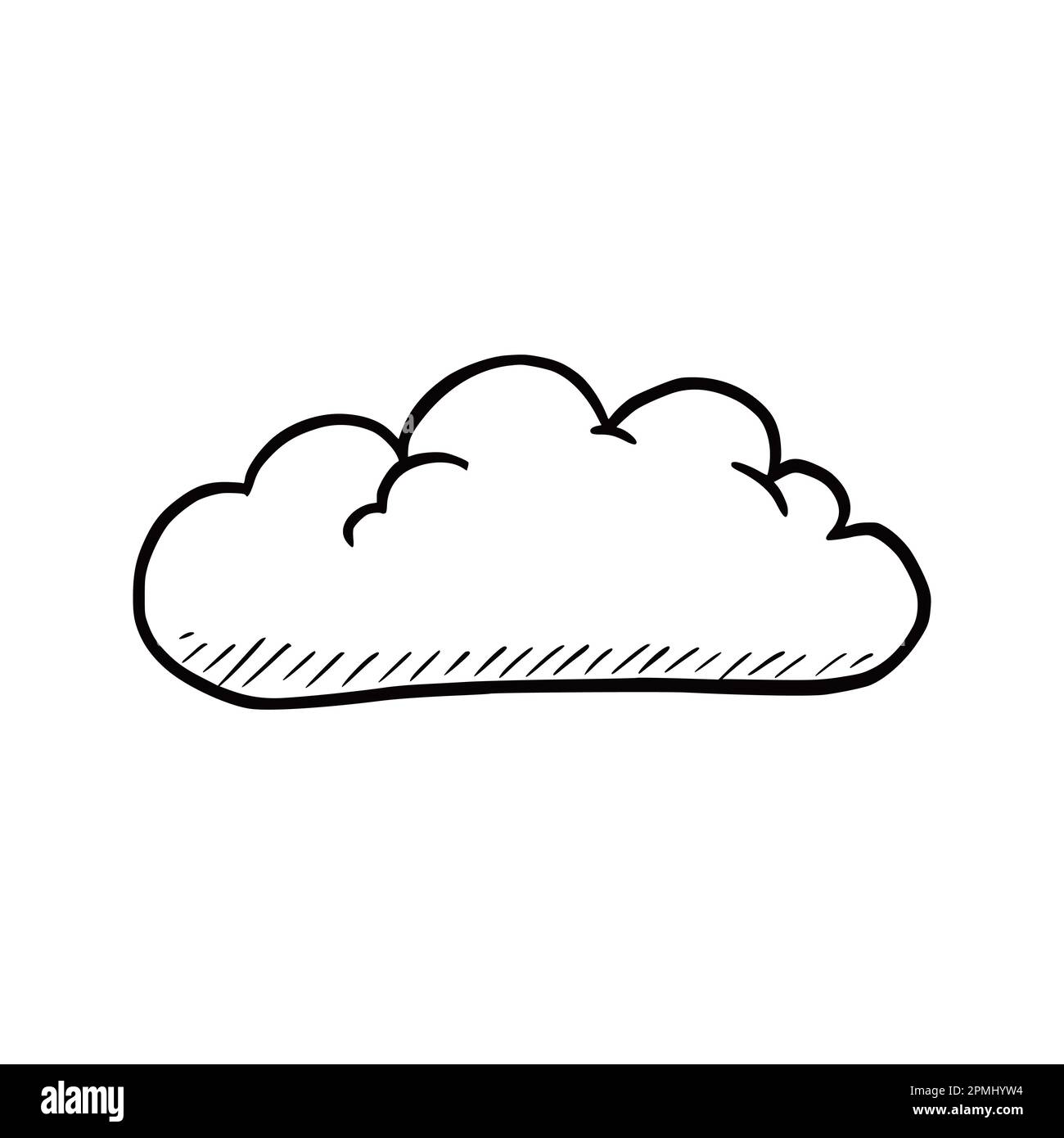 Hand drawn cloud set. Doodle sketch style cloud. Simple outline ...