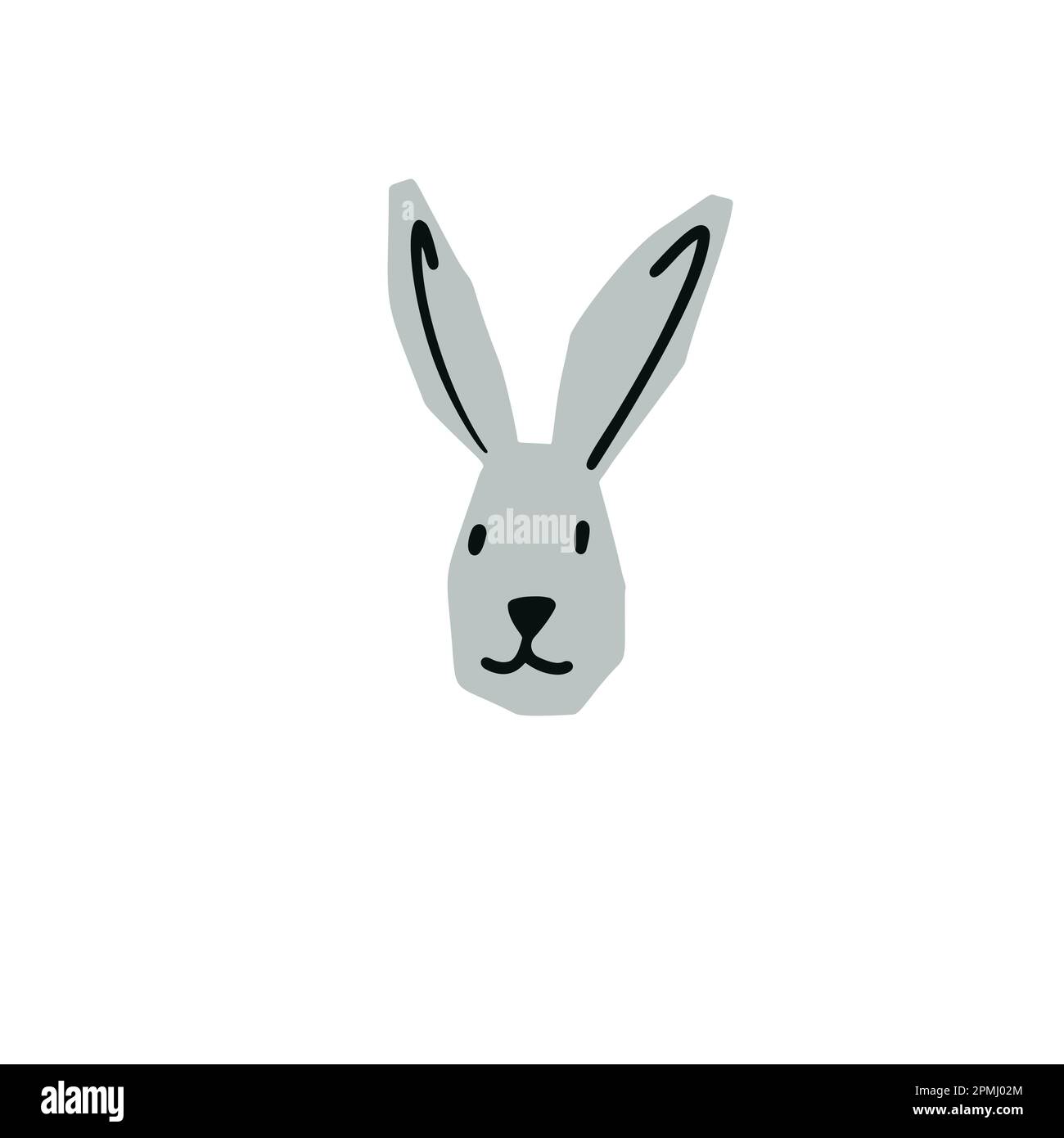 Hare head illustration in minimalist cutting style isolated on white ...