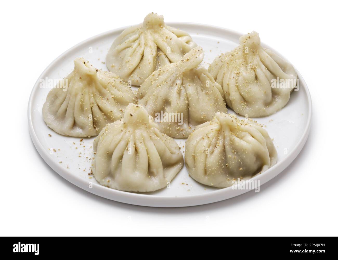 homemade khinkali, Georgian dumplings isolated on white background ...