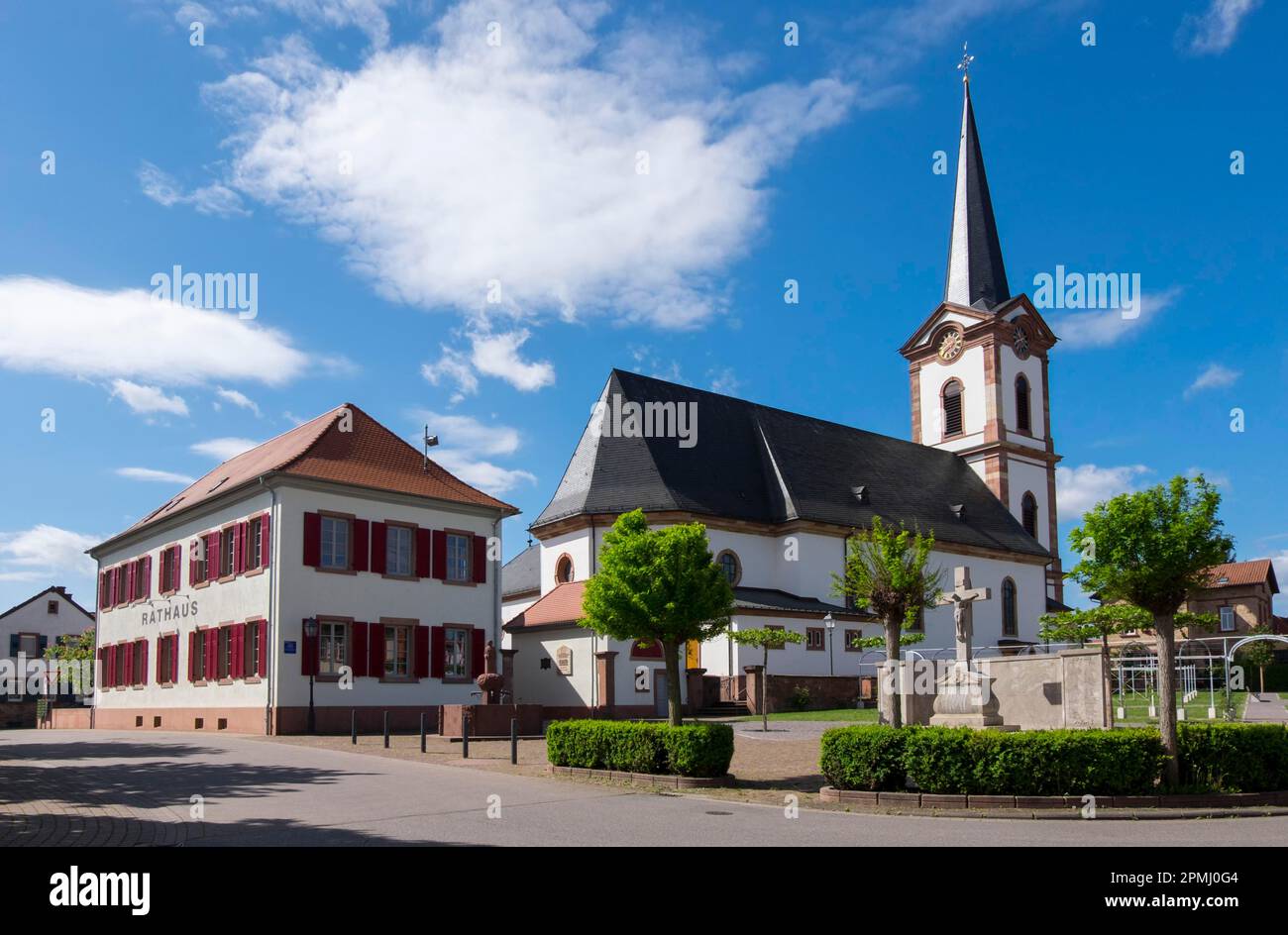 Edesheim Church and Town Hall Stock Photo - Alamy