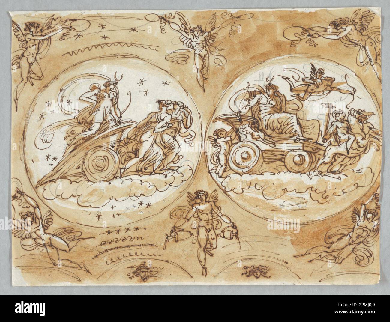 Drawing, Design with Classical and Winged Figures; Designed by Felice ...