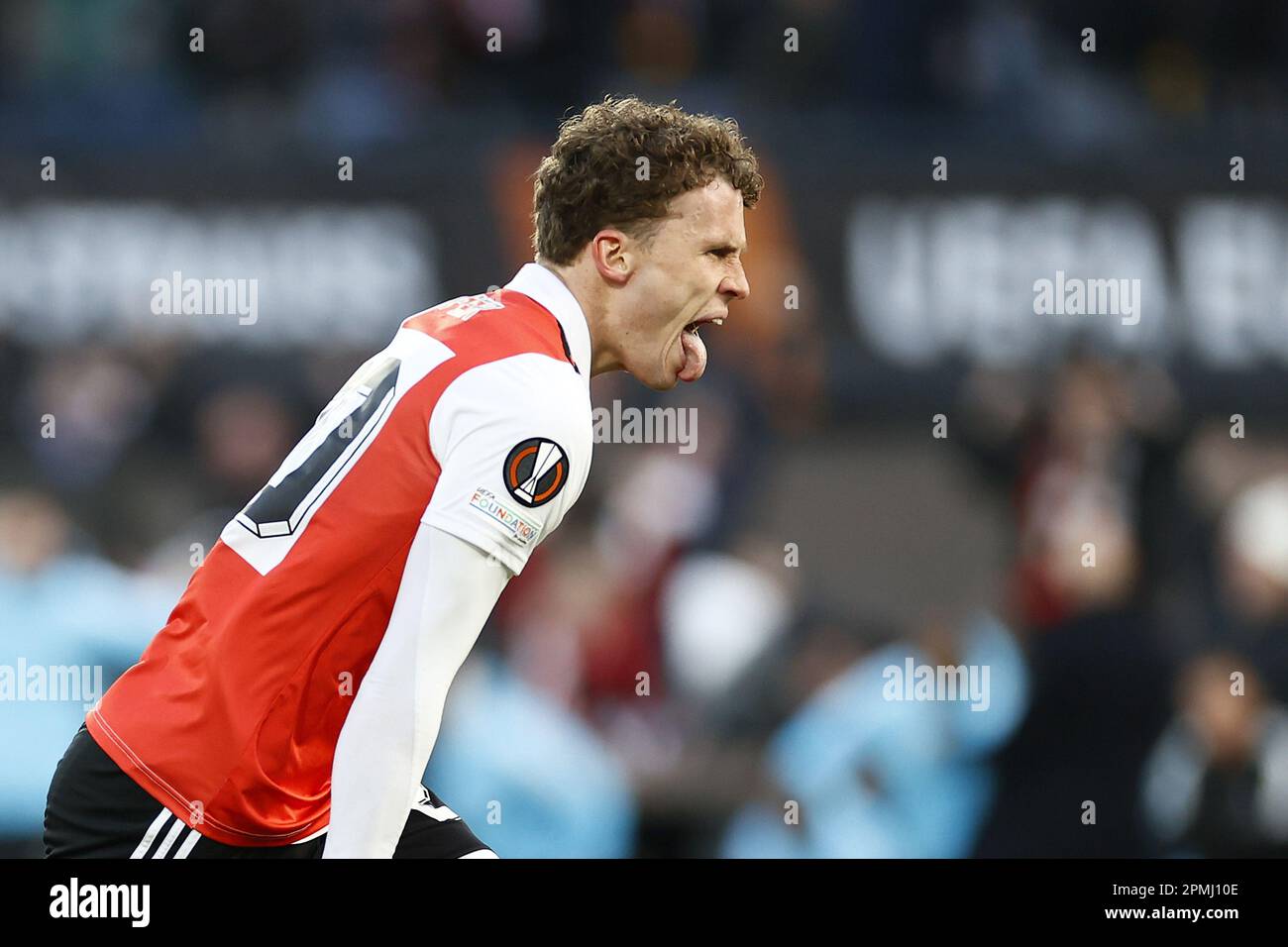 ROTTERDAM - Mats Wieffer of Feyenoord celebrates the 1-0 during the ...