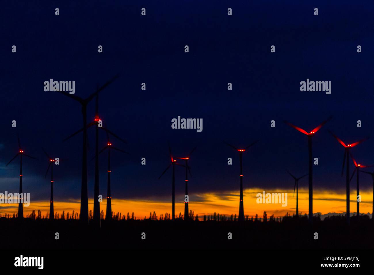 Wind farm at night Stock Photo - Alamy
