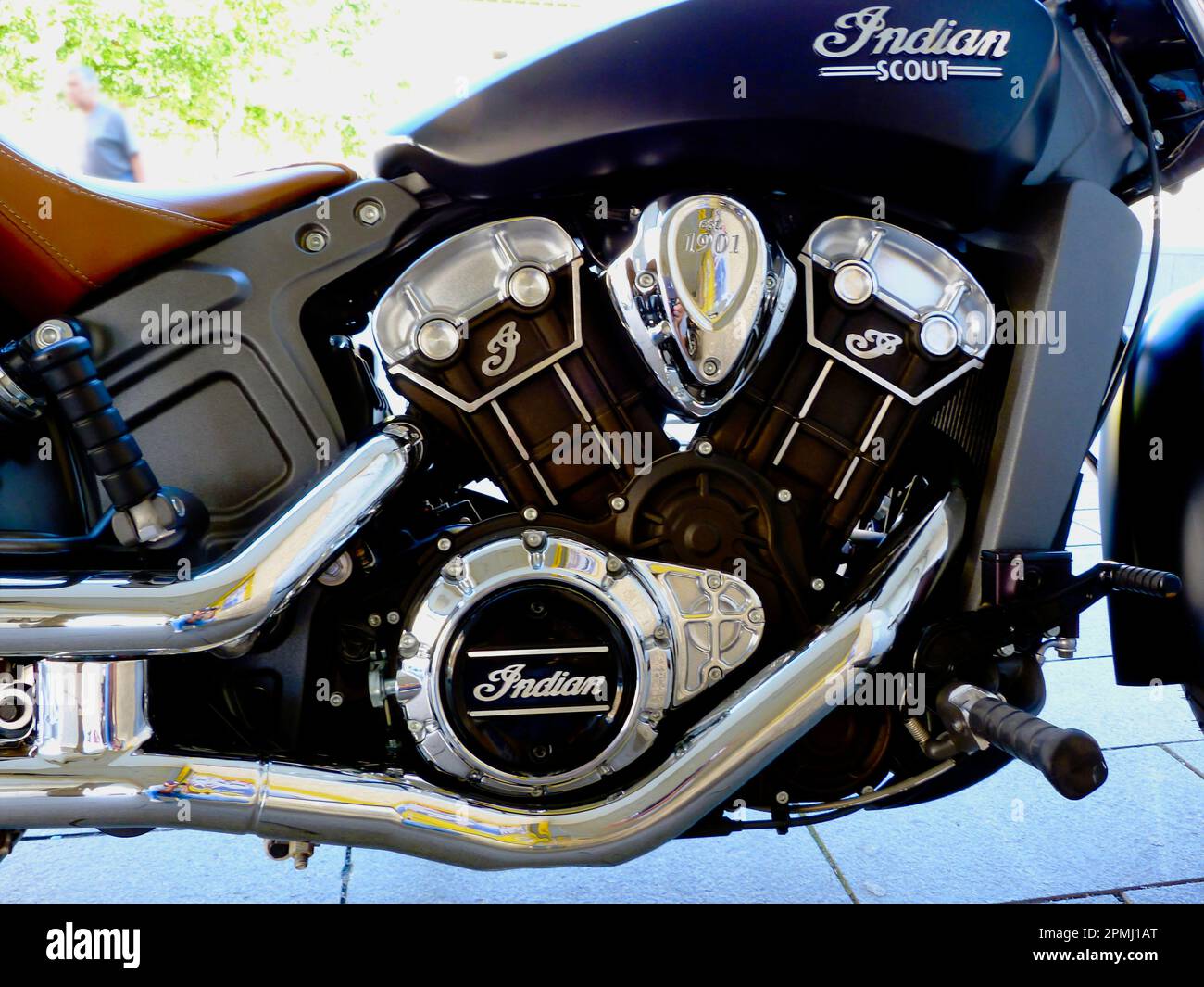 polished reflective chrome finished engine block closeup of Indian ... polished reflective chrome finished engine block closeup of Indian ...