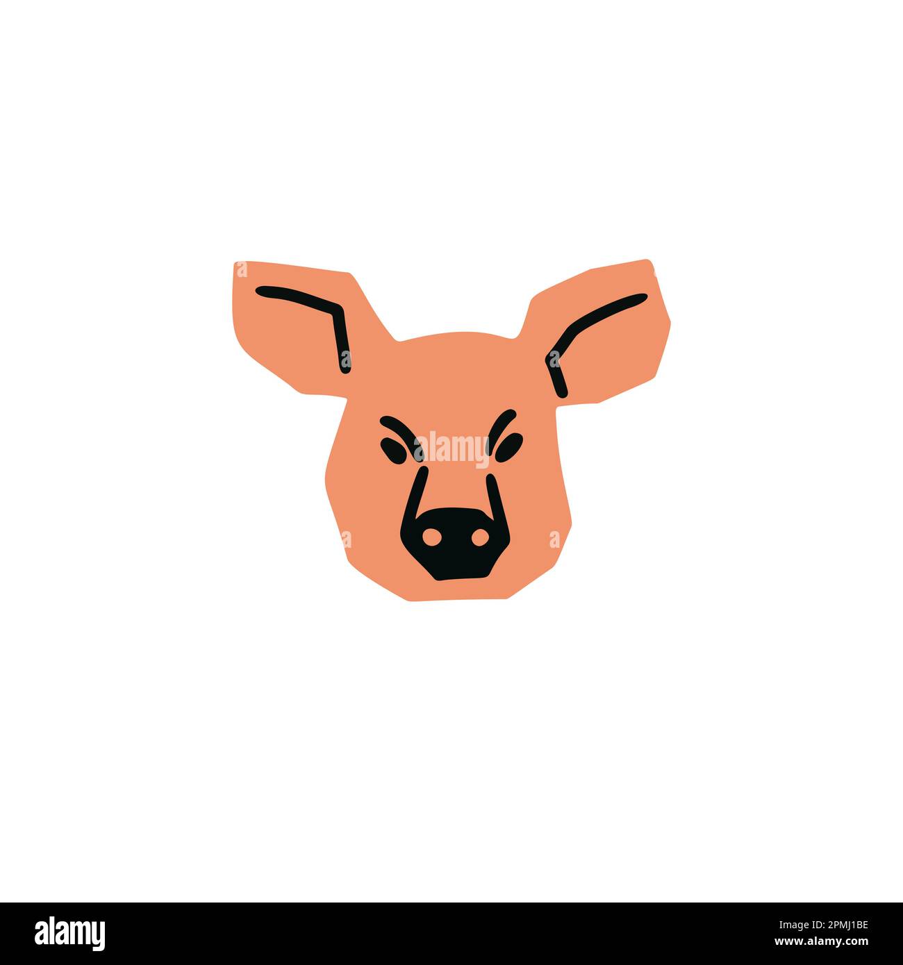 Pig head illustration in minimalist cutting style isolated on white ...