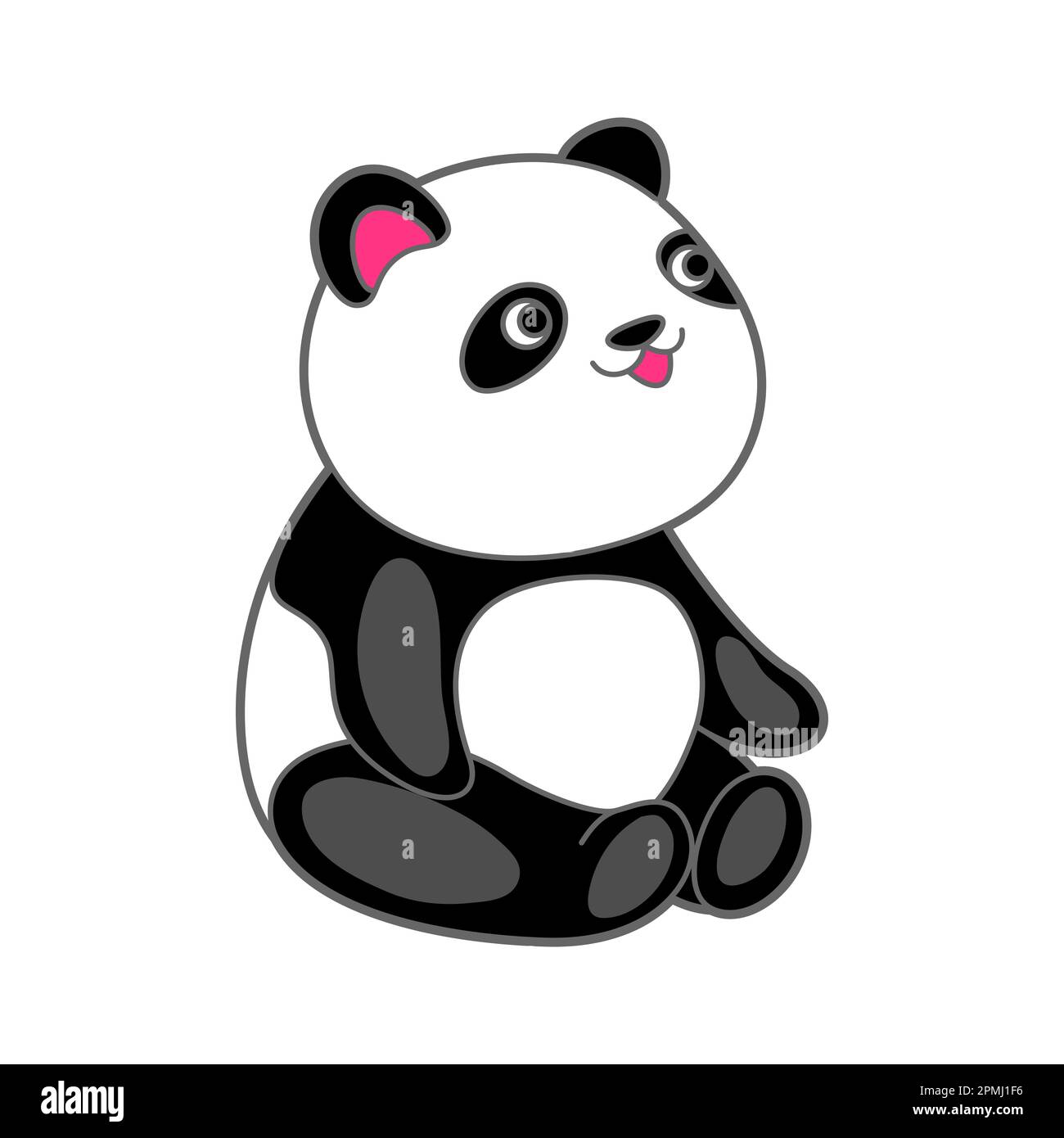 Kawaii cute illustration of little panda. Funny animal character in ...