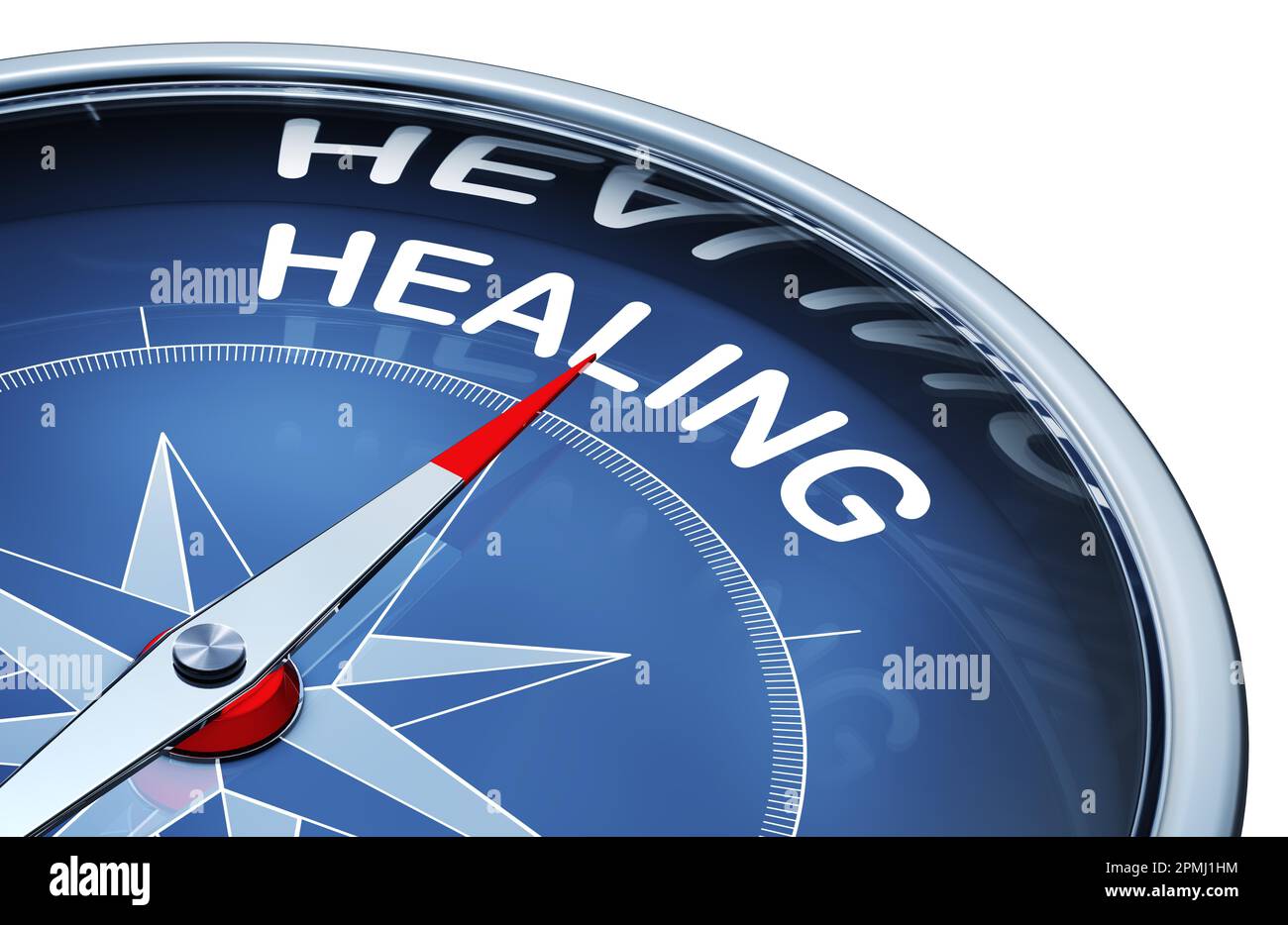 3D rendering of a compass with a healing icon Stock Photo - Alamy