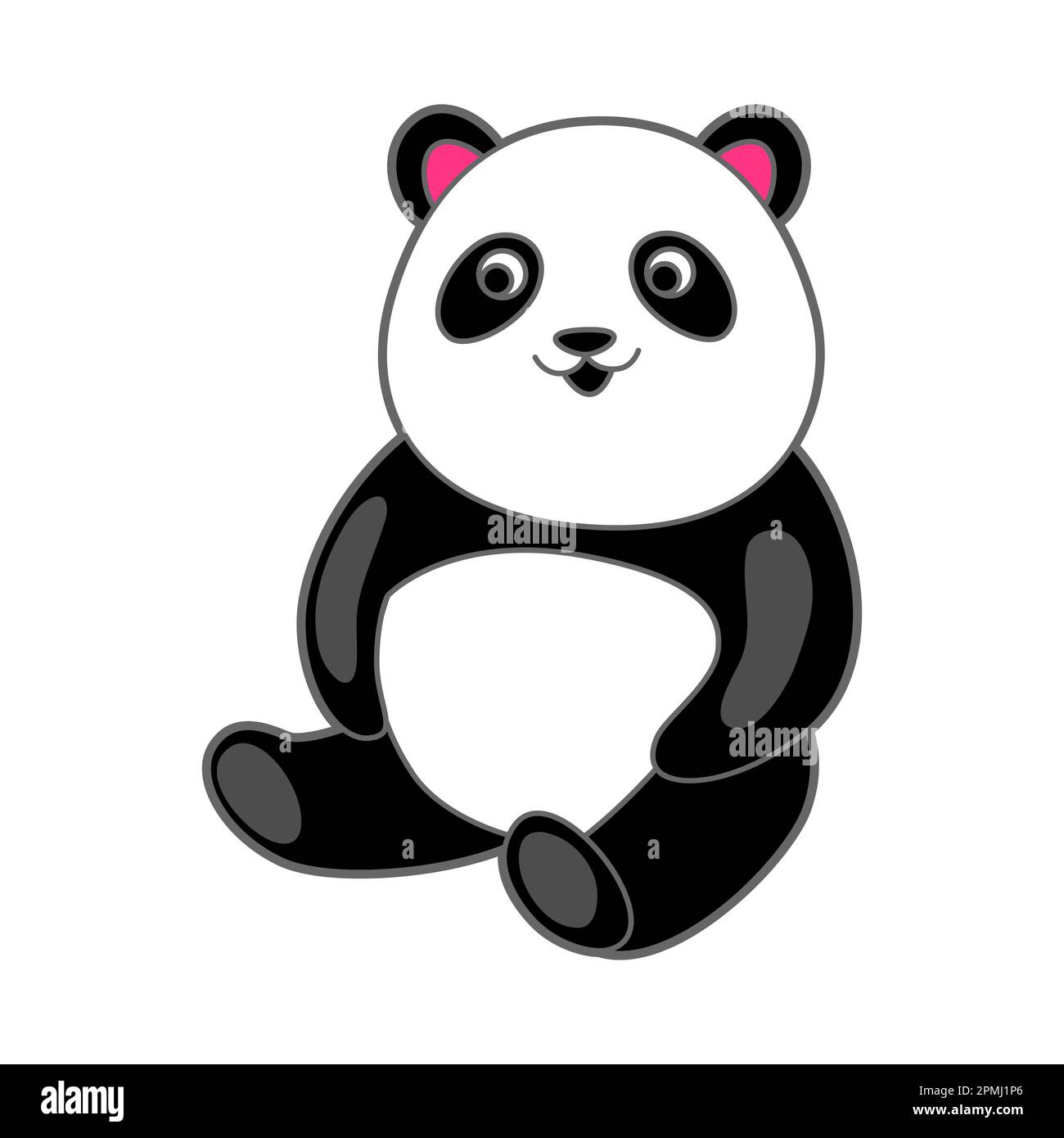 Kawaii cute illustration of little panda. Funny animal character in ...