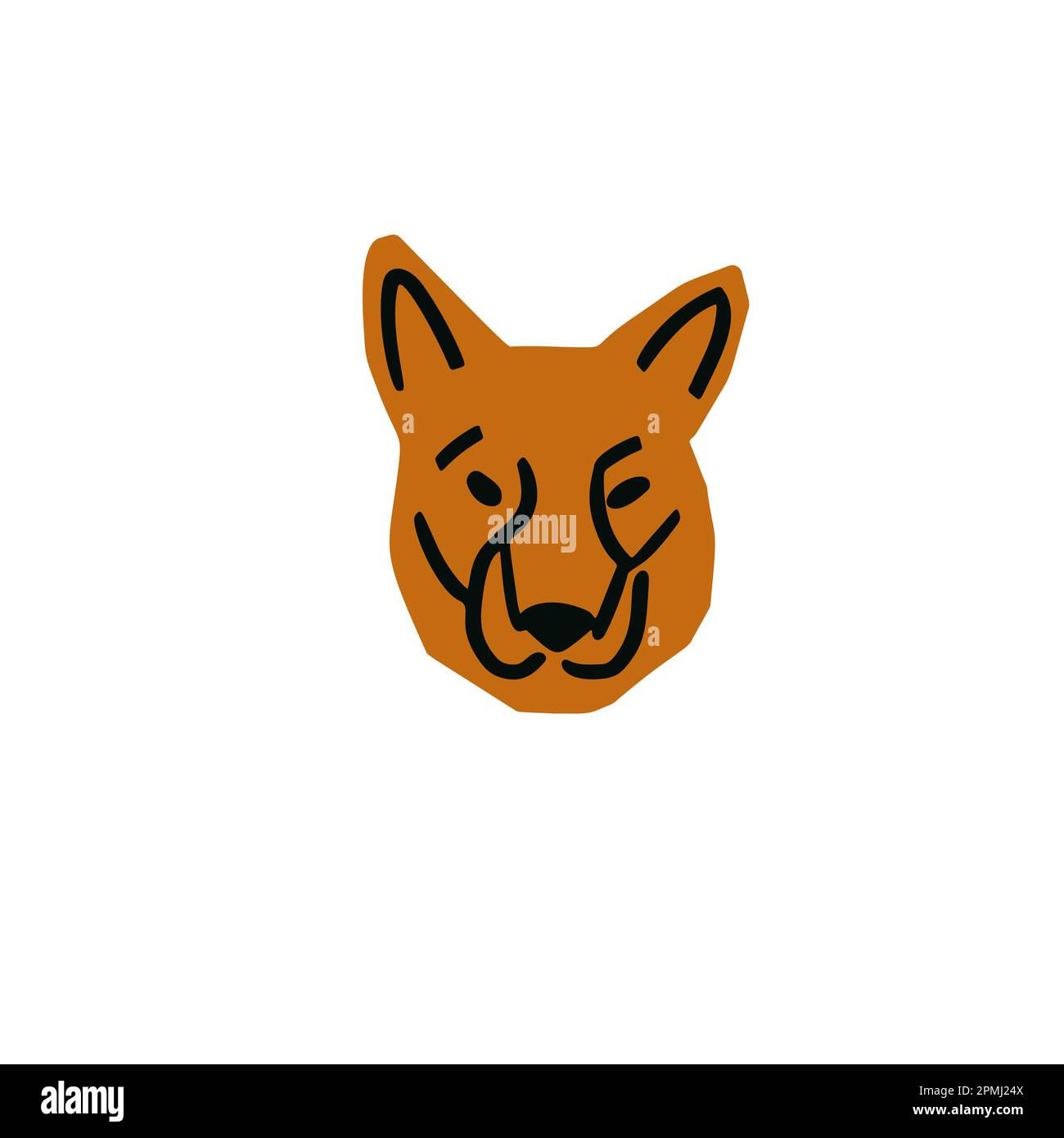Dog head illustration in minimalist cutting style isolated on white ...