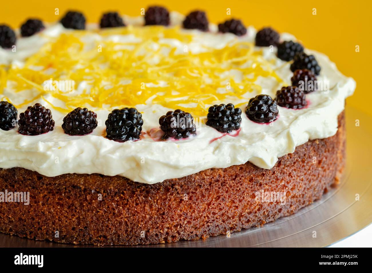 A Blackcurrant, Lemon Polenta cake. The cake is made with Italian ...