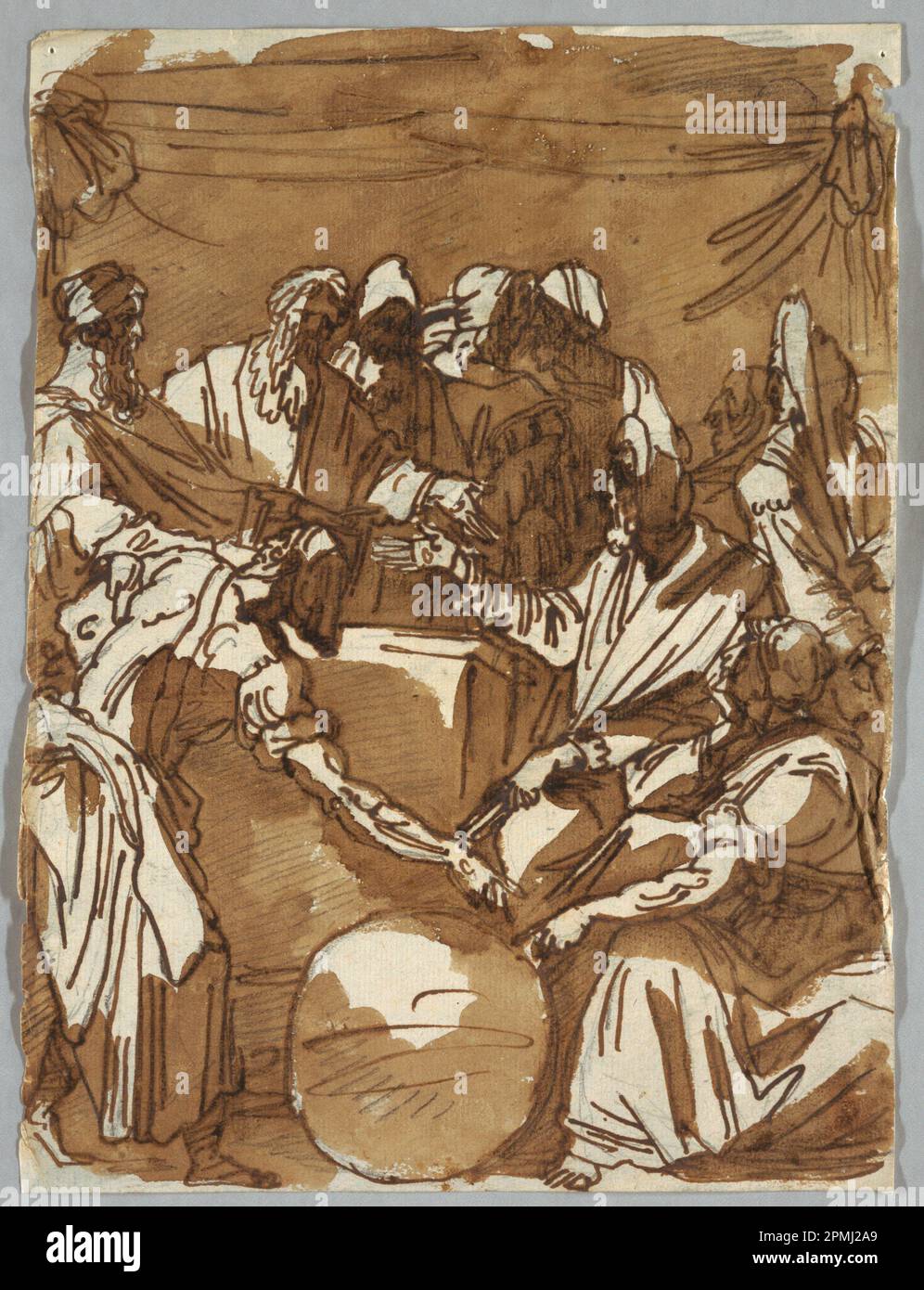 Drawing, Two Attendants with the Heavenly Horseman; Designed by Felice Giani (Italian, 1758–1823 ...