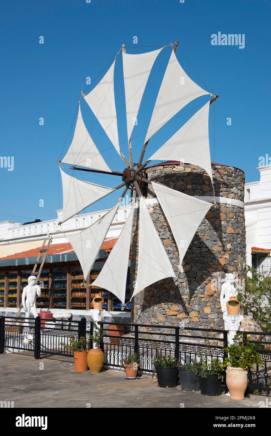 Souvenir shop with windmill and pottery, Psychro, Lassithi Plateau ...