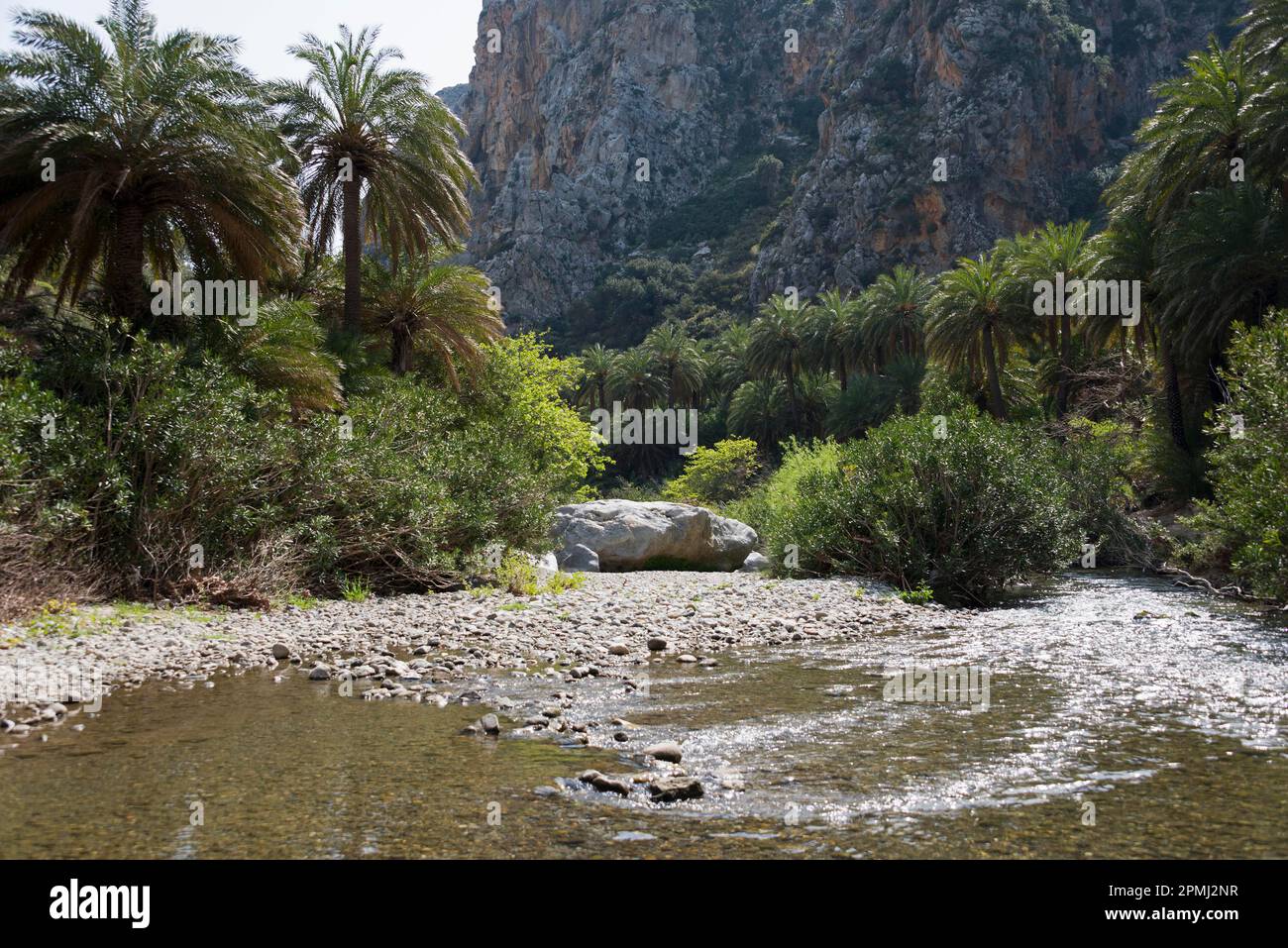Preveli gorge, Preveli palm beach, Megalopotamos or Kourtaliotis stream ...
