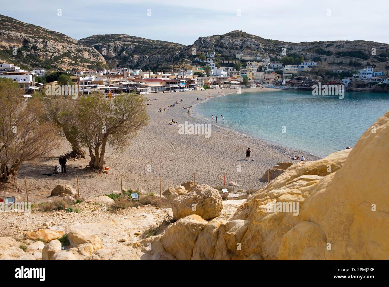 Rock caves, residential caves, Matala beach, Matala, Crete, Greece ...