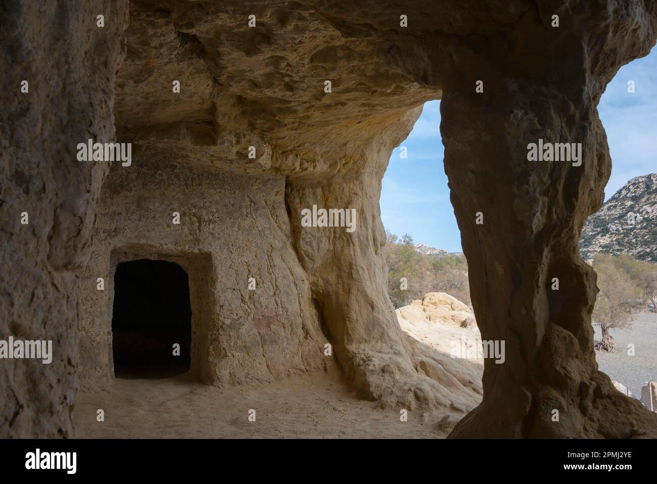 Rock caves, residential caves, Matala, Crete, Greece Stock Photo - Alamy