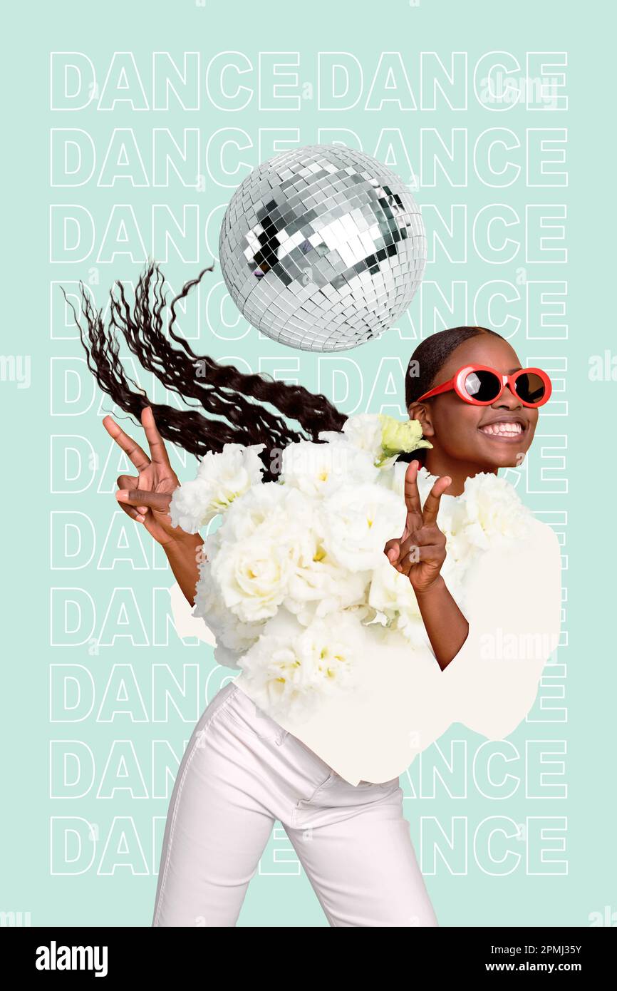 Photo collage artwork minimal picture of funky cool lady having fun ...