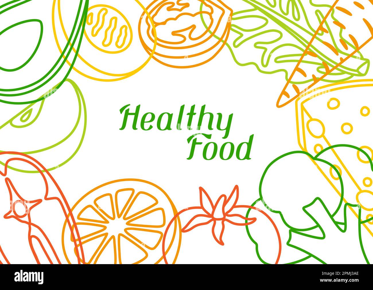 Background with healthy eating and diet meal. Fruits, vegetables and ...