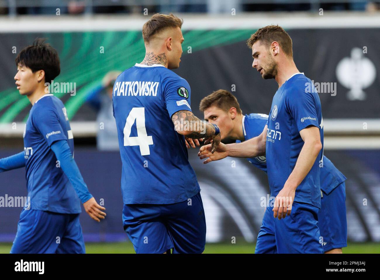 Gent, Belgium. 13th Apr, 2023. Gent's Hugo Cuypers celebrates after ...