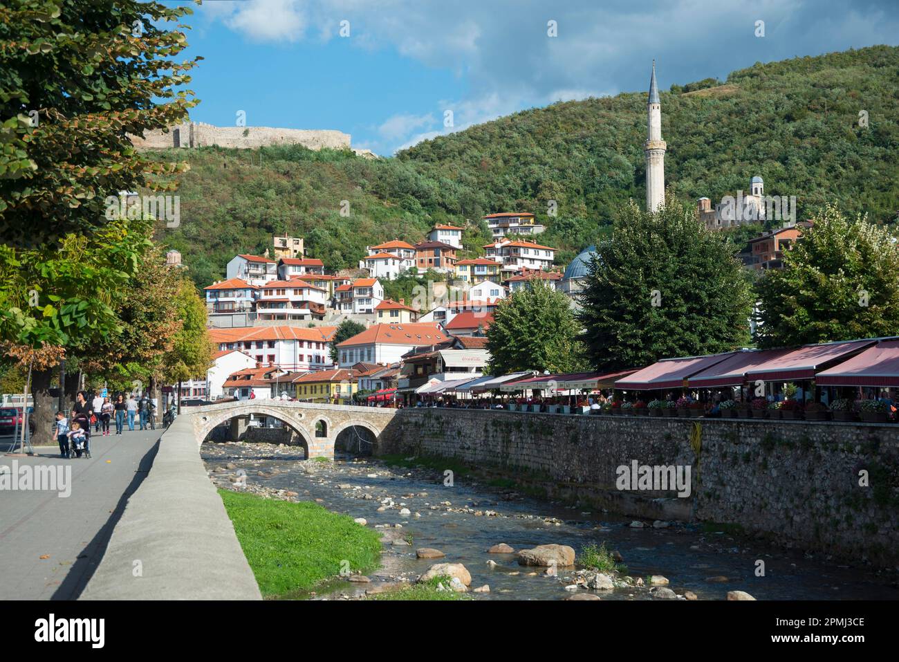 Old stone bridge over the river Bistrica, Balkan, Ottoman, stone arch ...