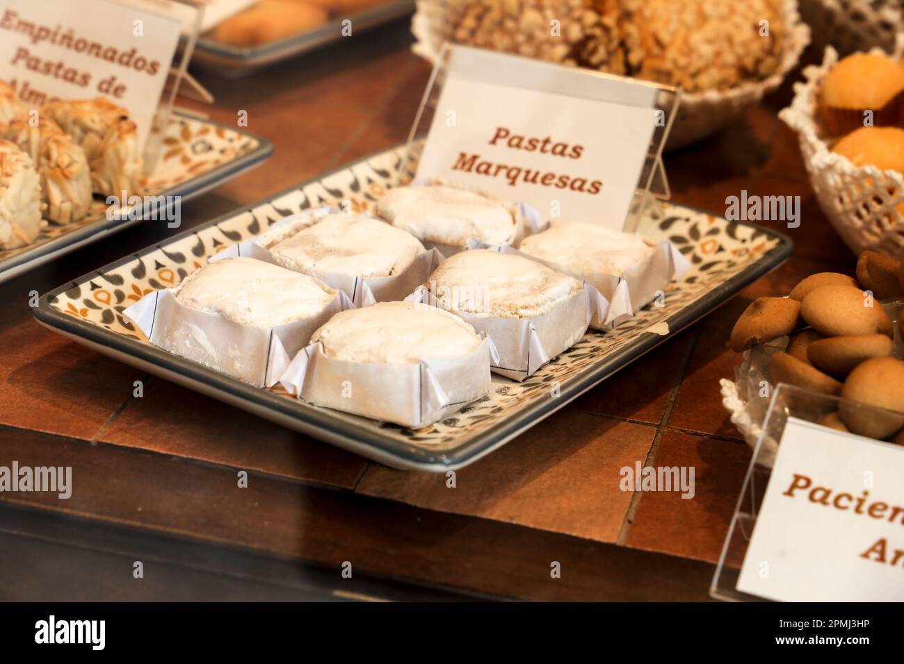 Toledo, Spain- October 6, 2022: Different types of delicious cakes ...