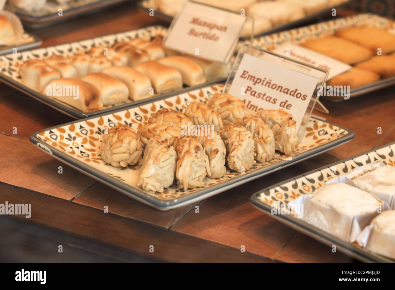 Toledo, Spain- October 6, 2022: Different types of delicious cakes ...