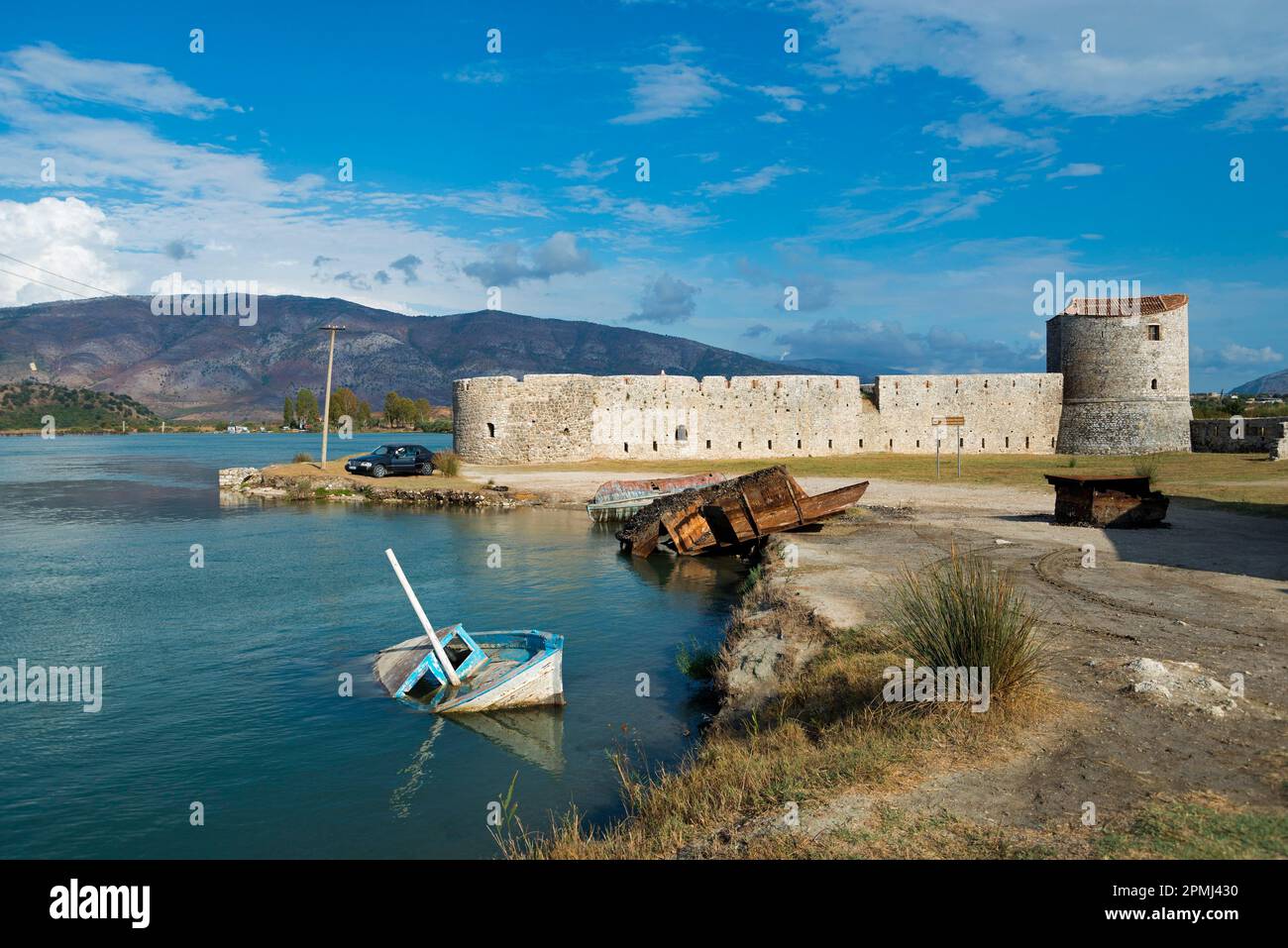 Triangular Castle, Venetian Fort, Butrint, Vivar Canal, Albania Stock ...