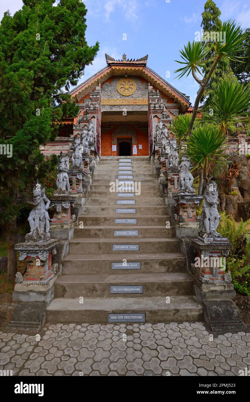 Access stairs, with pious sayings on each step, Brahma Vihara Buddhist ...