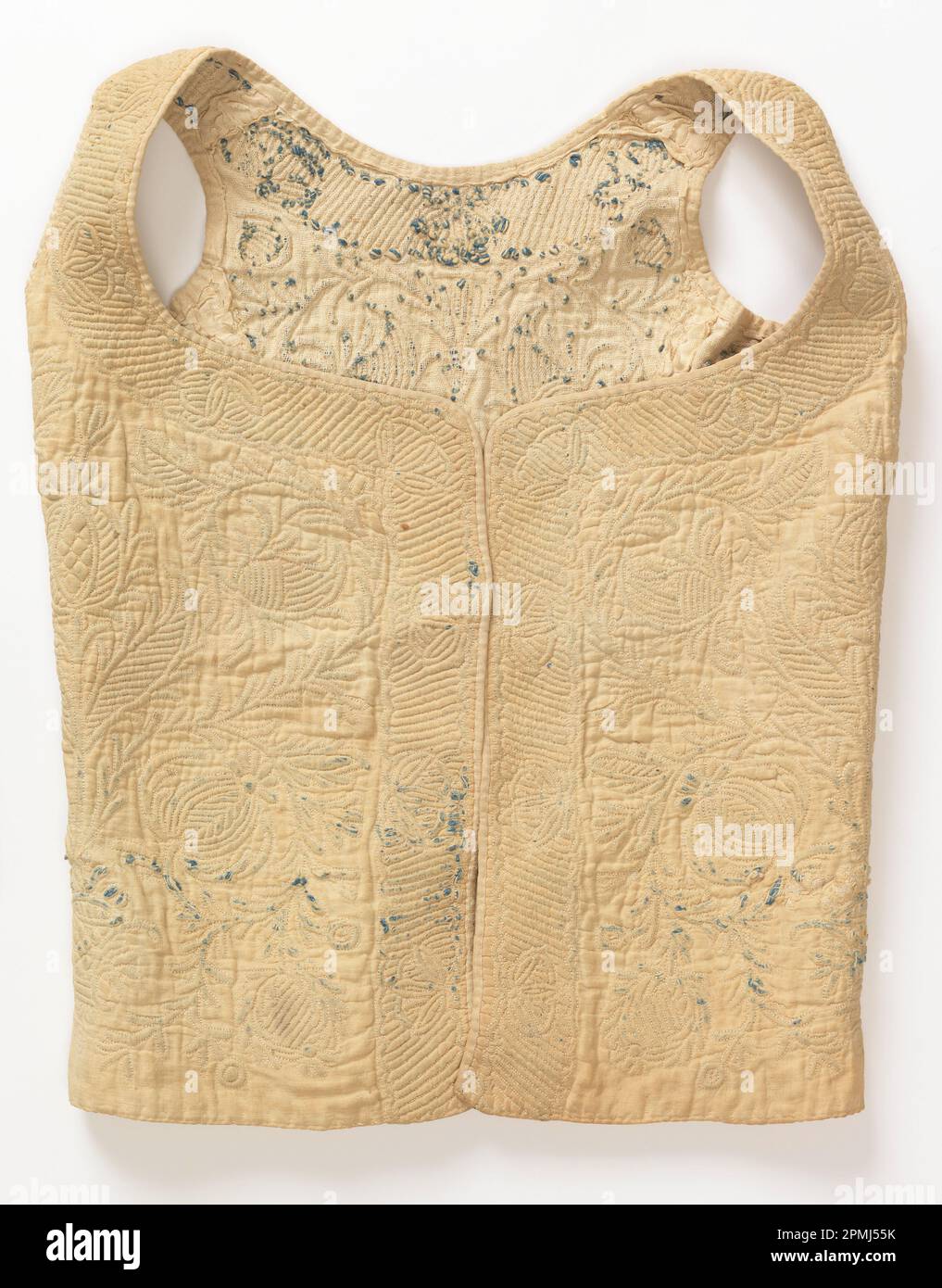 Bodice (france); trapunto quilted cotton plain weave lined with linen ...