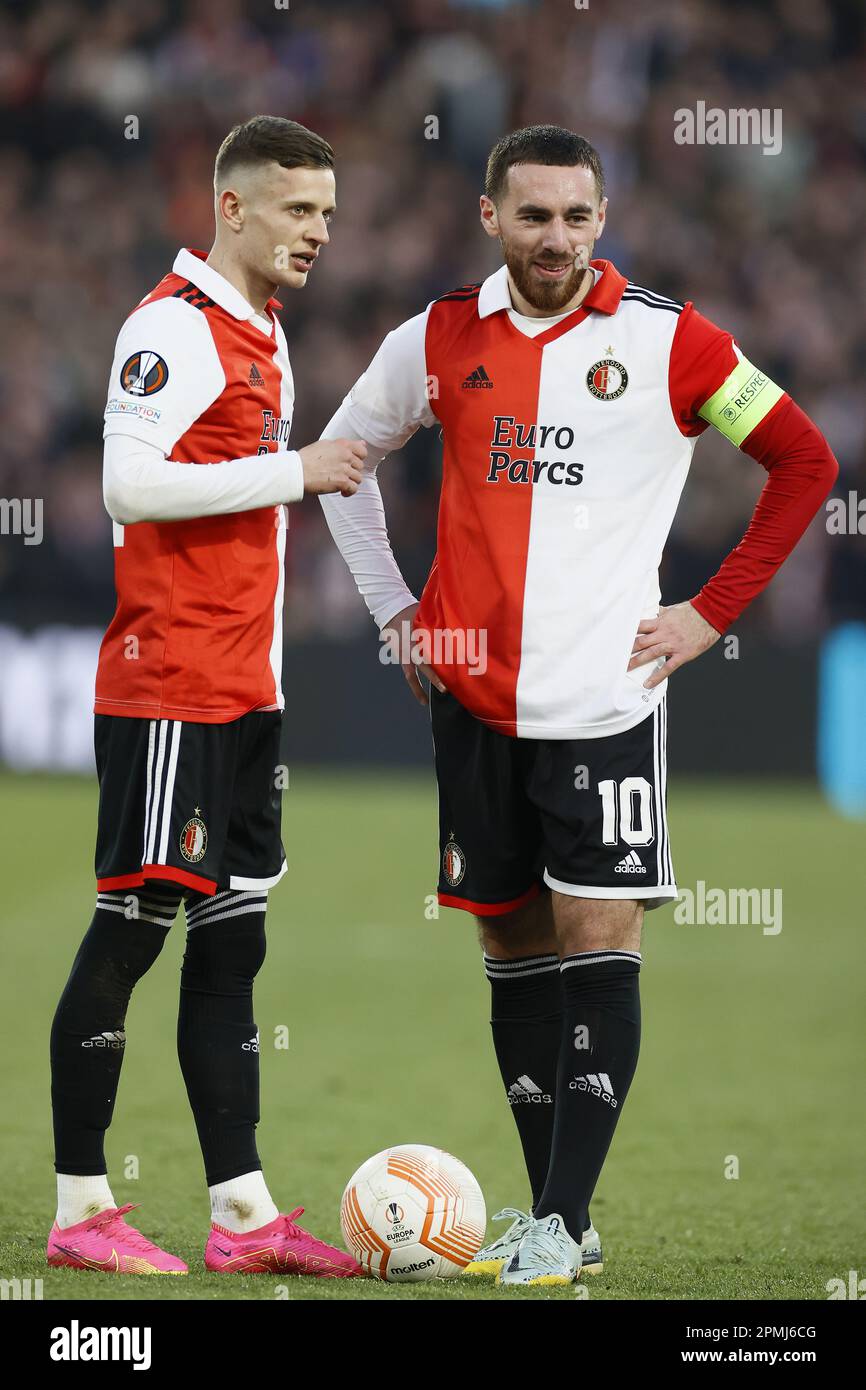 ROTTERDAM - (l-r) Sebastian Szymanski of Feyenoord, Orkun Kokcu of Feyenoord during the UEFA ...