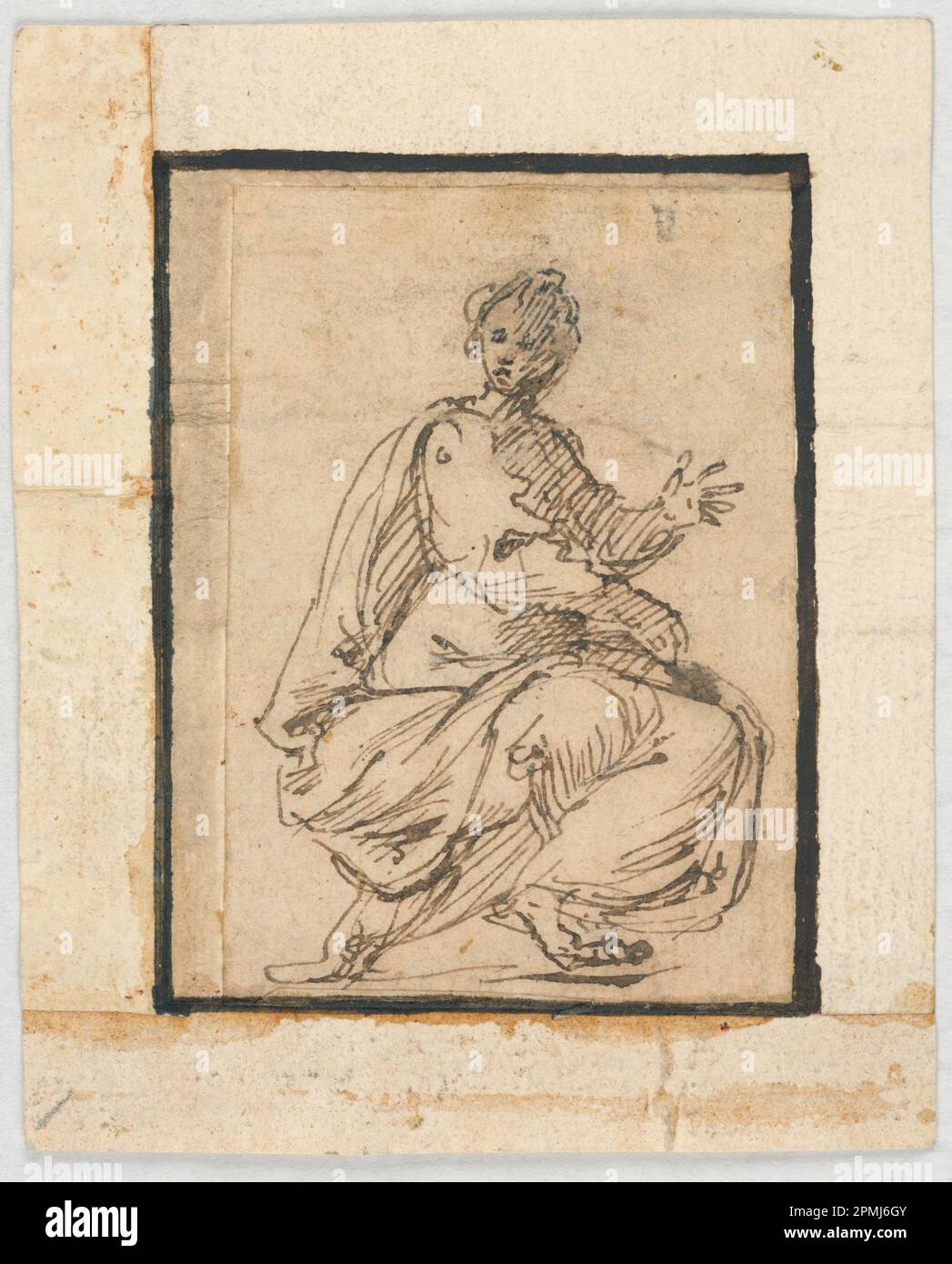 Drawing, Sketchbook page: Allegorical Figure; Attributed to Pietro da ...