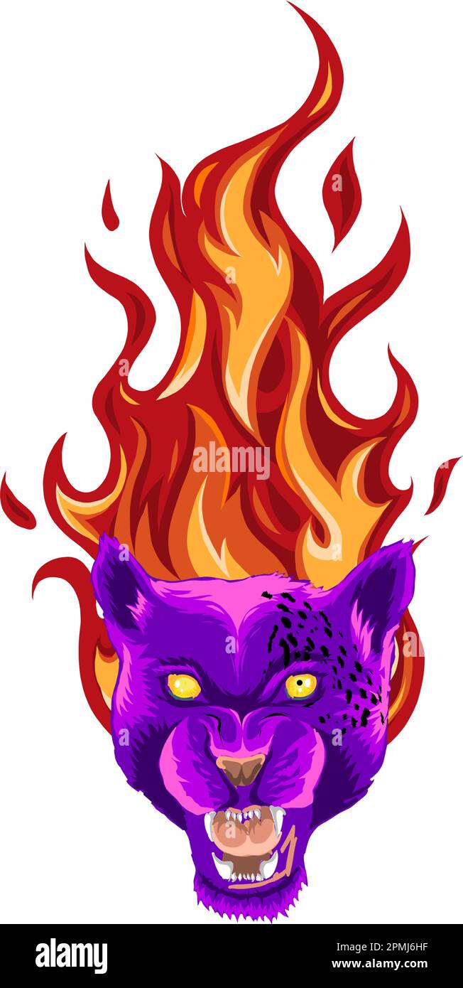 vector illustration of Roaring leopard head on white background ...
