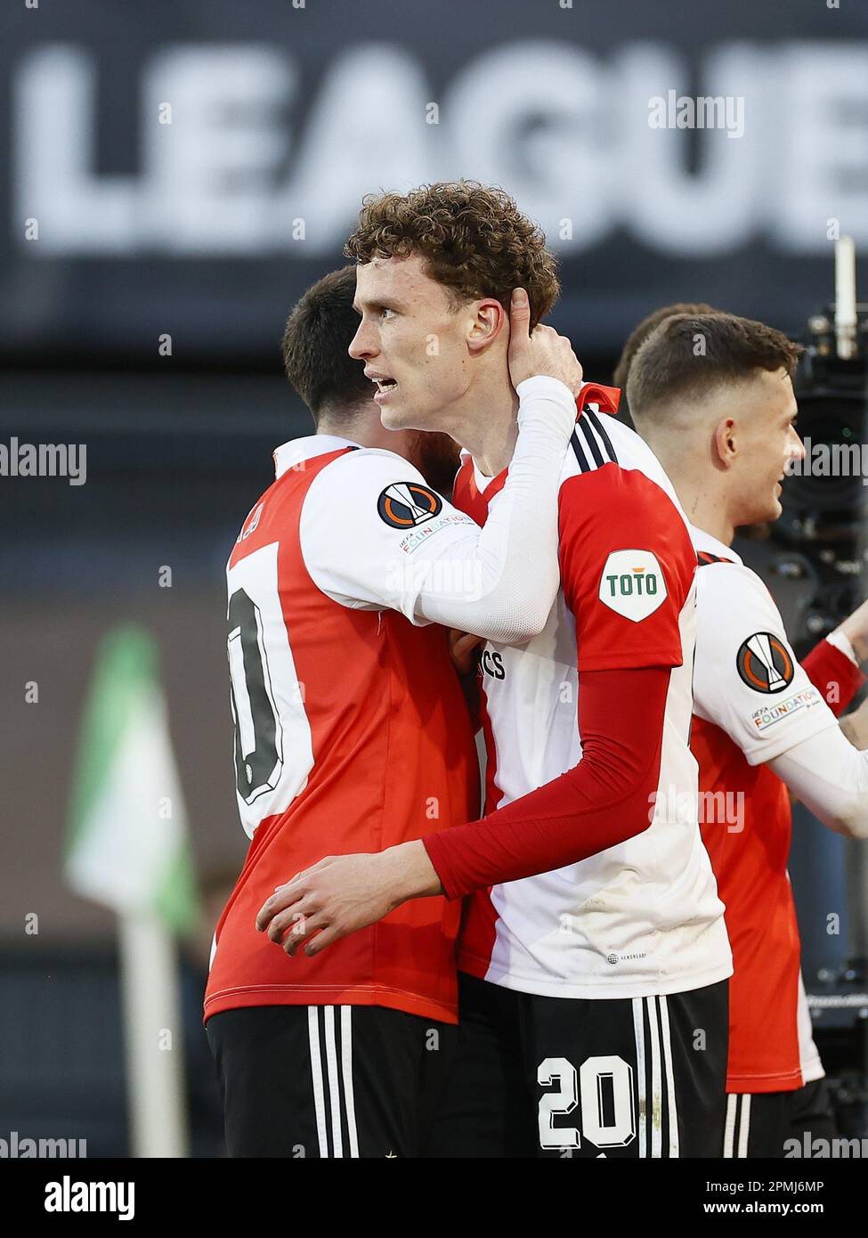 ROTTERDAM - (lr) Orkun Kokcu of Feyenoord, Mats Wieffer of Feyenoord celebrate the 1-0 during ...
