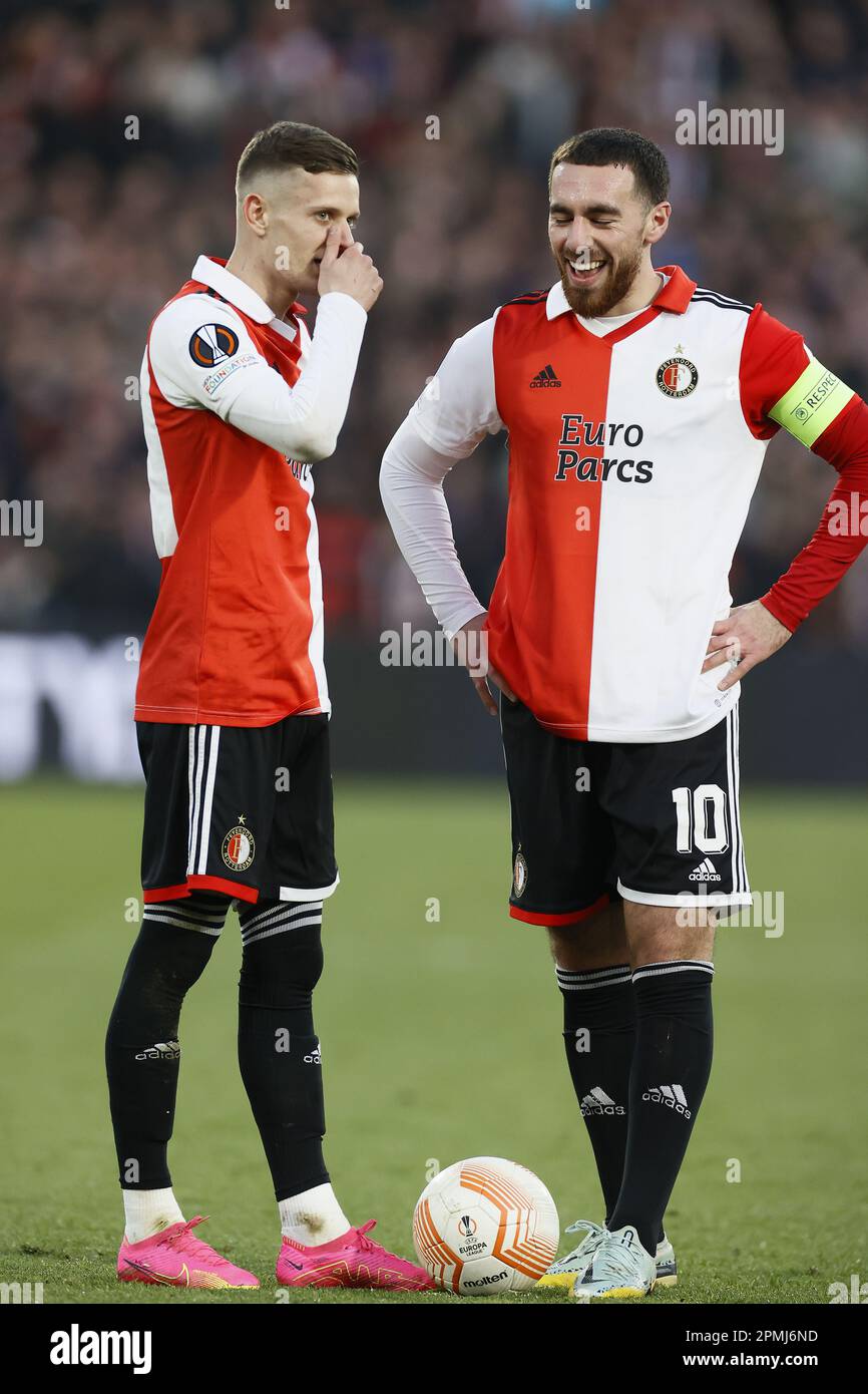 ROTTERDAM - (l-r) Sebastian Szymanski of Feyenoord, Orkun Kokcu of Feyenoord during the UEFA ...
