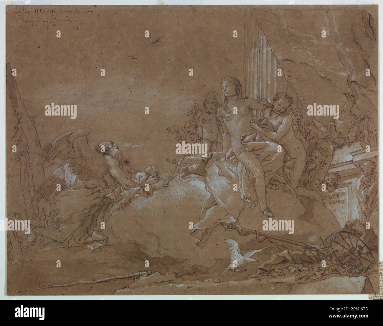 Drawing, Time (Chronos) Entrusting Cupid to Venus; Attributed to ...