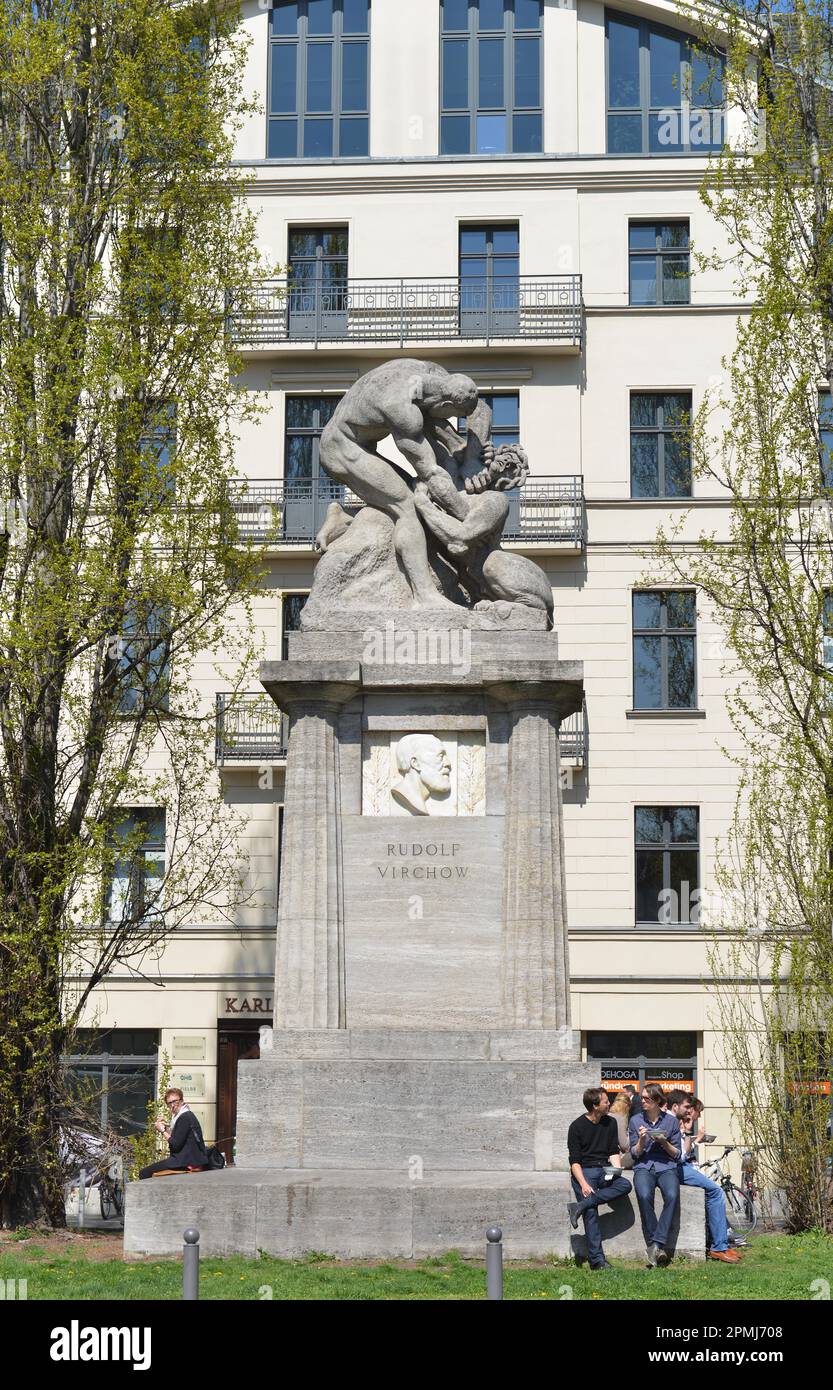 Monument, Rudolf Virchow, Karlplatz, Mitte, Berlin, Germany Stock Photo ...